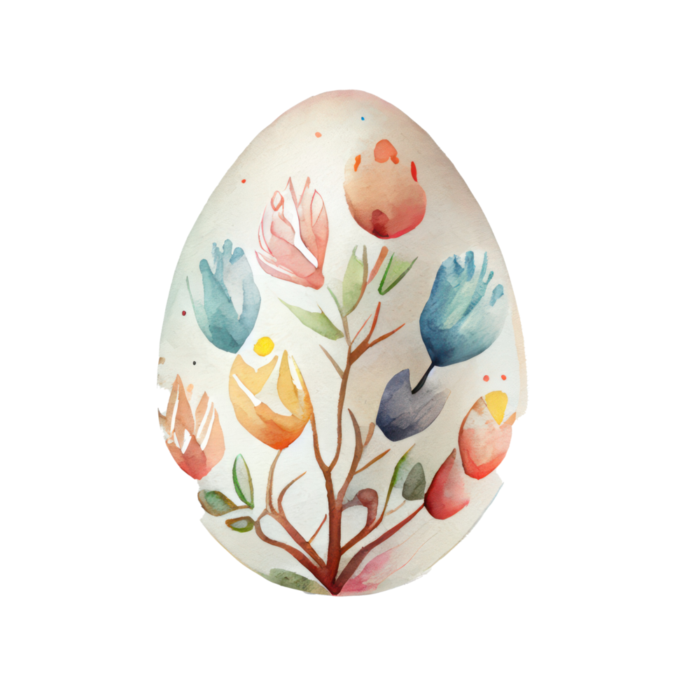 watercolor easter egg flowers, AI Generated 22689601 PNG