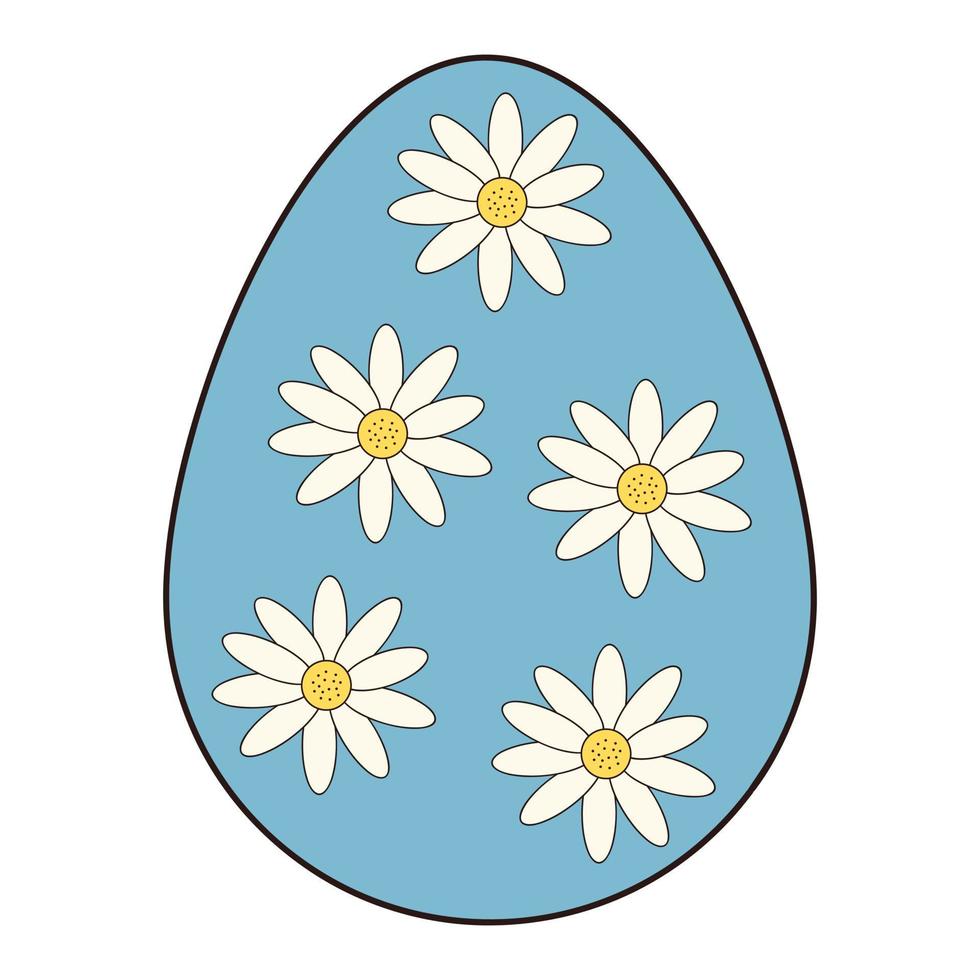Groovy Easter egg decorated with daisies. Vintage hippie psychedelic ...