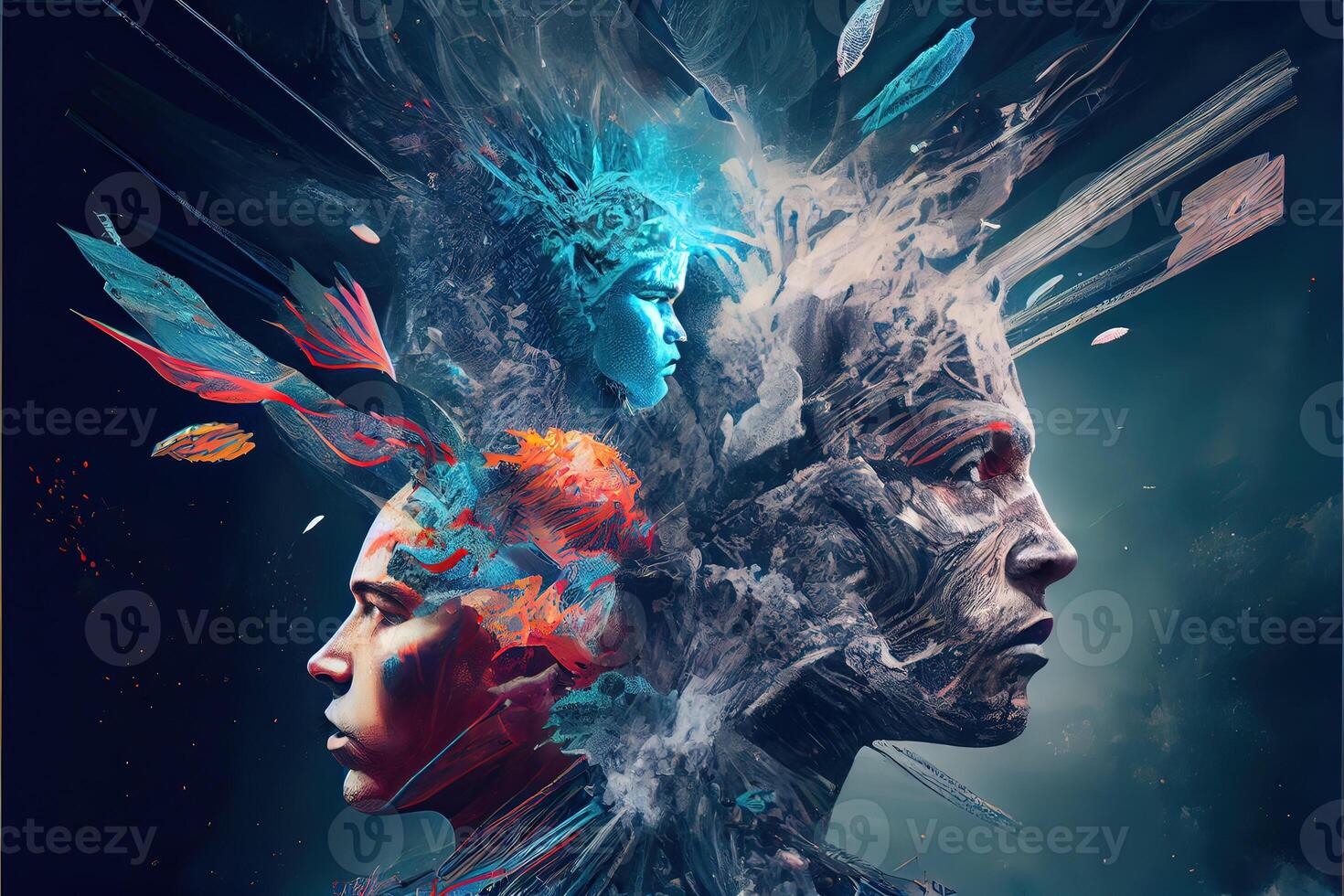 Illustration Of Annual Collective Mind Concept Art Exploding Mind