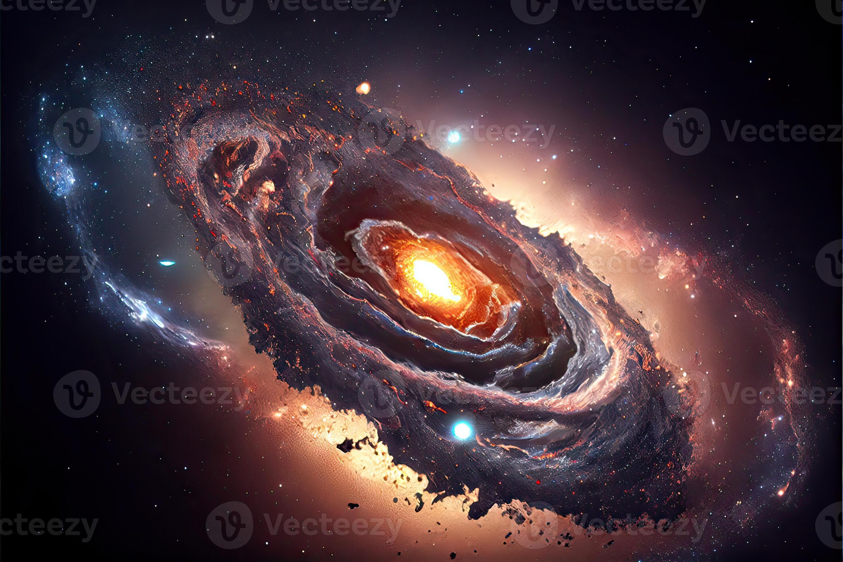Illustration Of Milky Way Galaxy Colliding With Andromeda Galaxy
