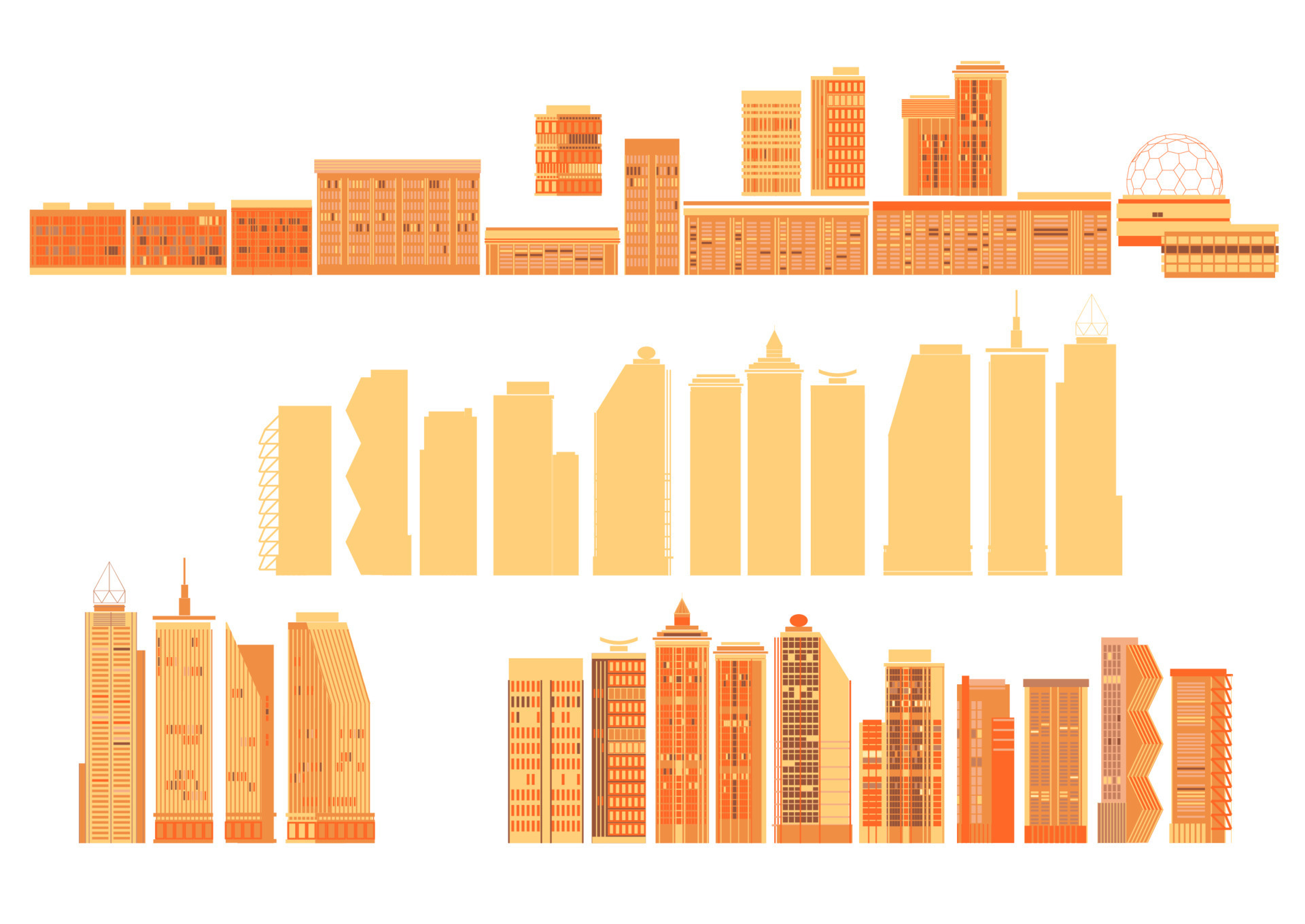 City buildings set. Design elements to create a cityscape. Vector ...