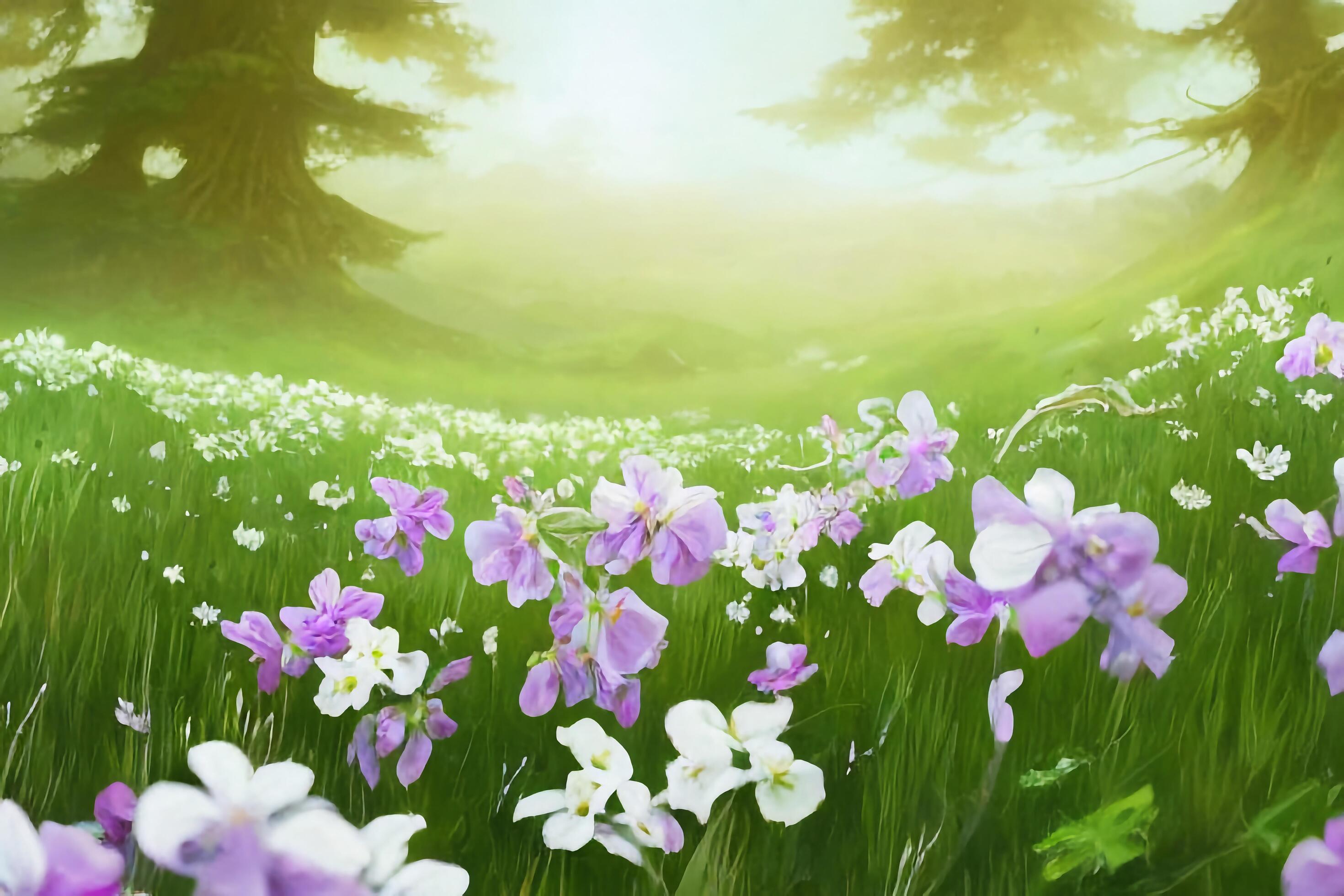 The spring flower field with . 22698024 Stock Photo at Vecteezy