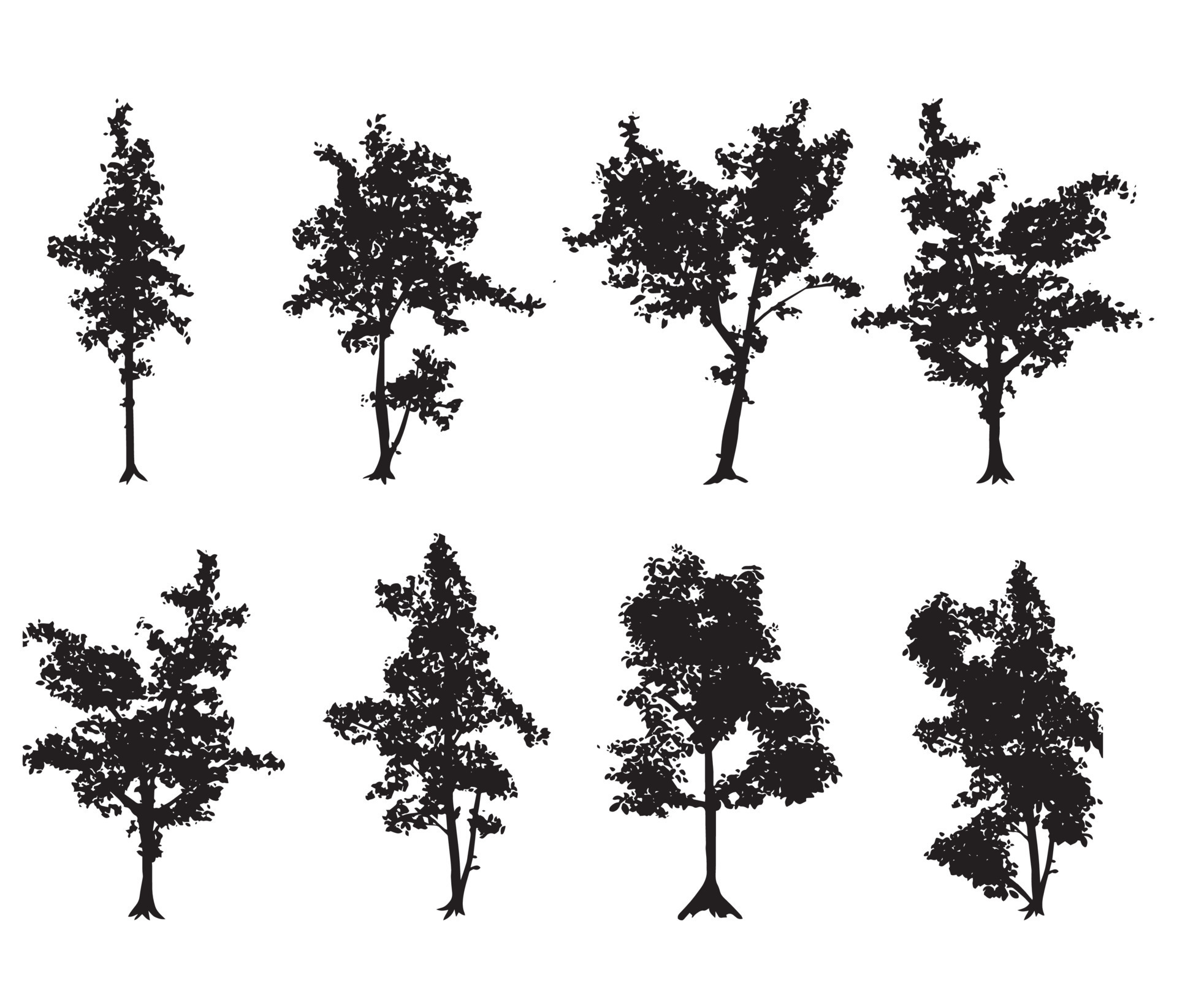 Set of Tree silhouettes 22699379 Vector Art at Vecteezy