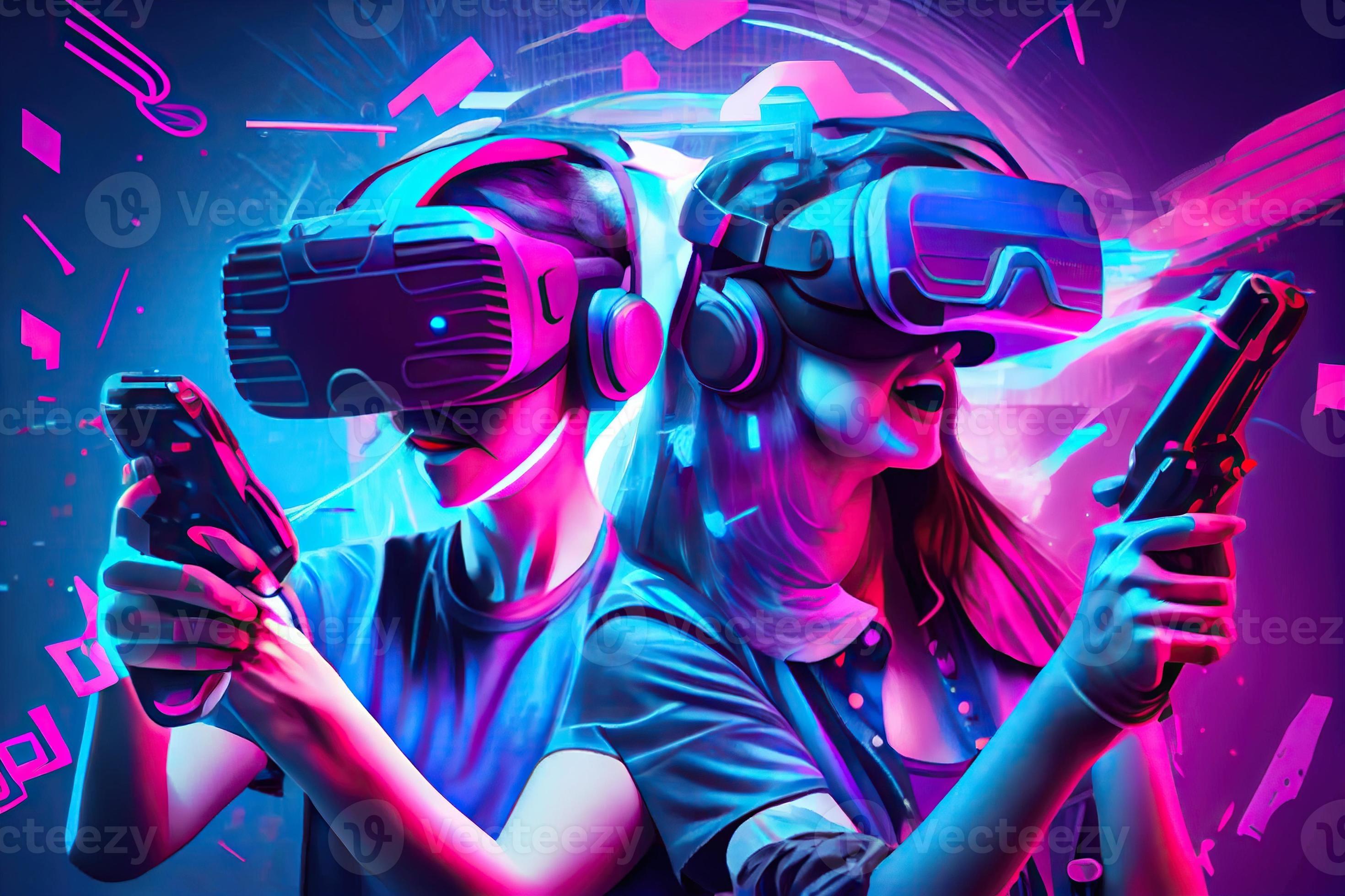 Metaverse Vr Virtual Reality Game Playing Man And Woman Play Metaverse