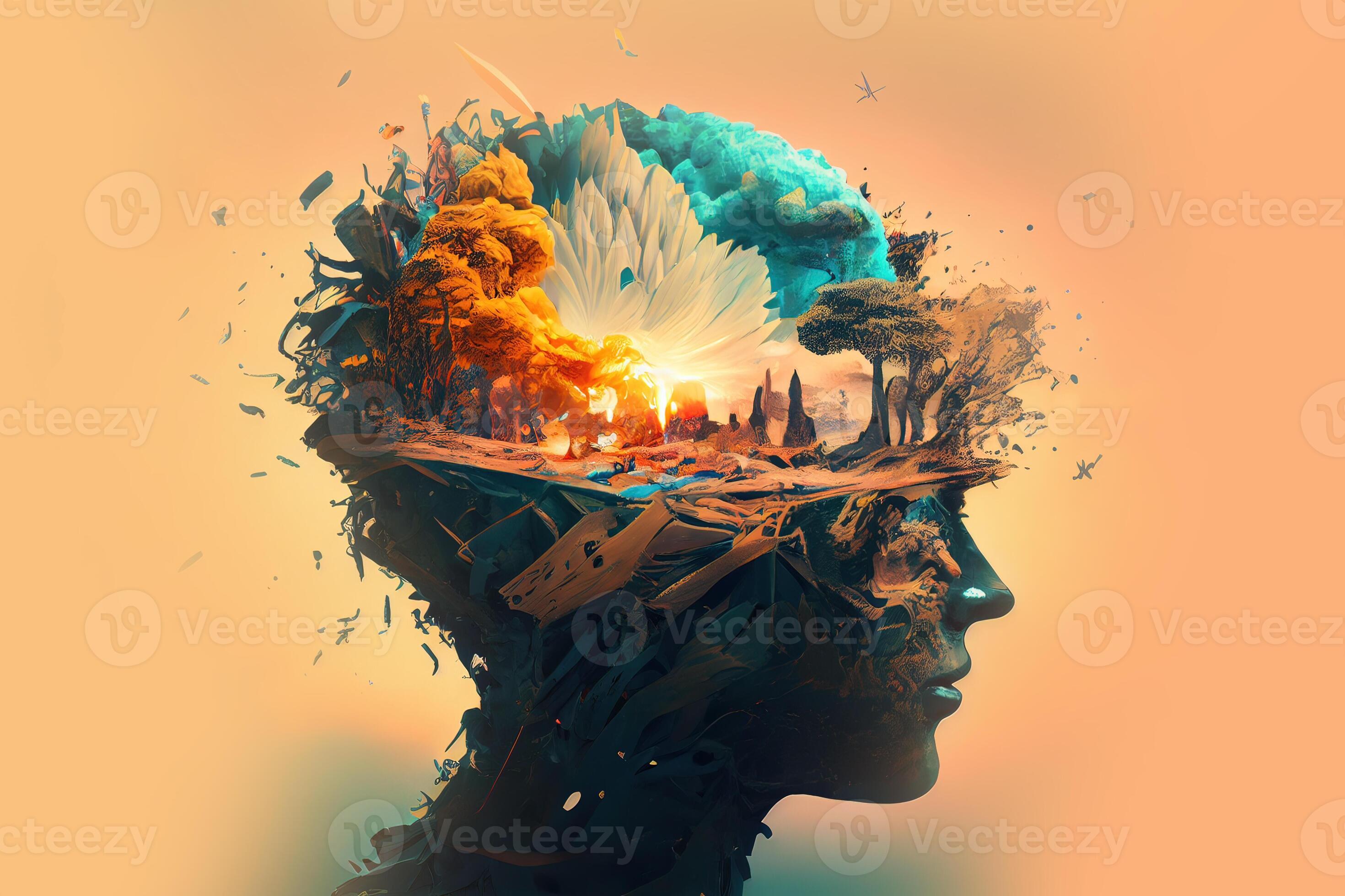 Illustration Of Annual Collective Mind Concept Art Exploding Mind Inner World Dreams