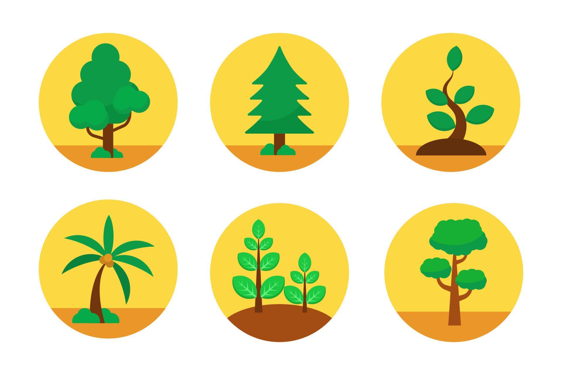 Set of tree icons with flat and colorful style isolated on white ...