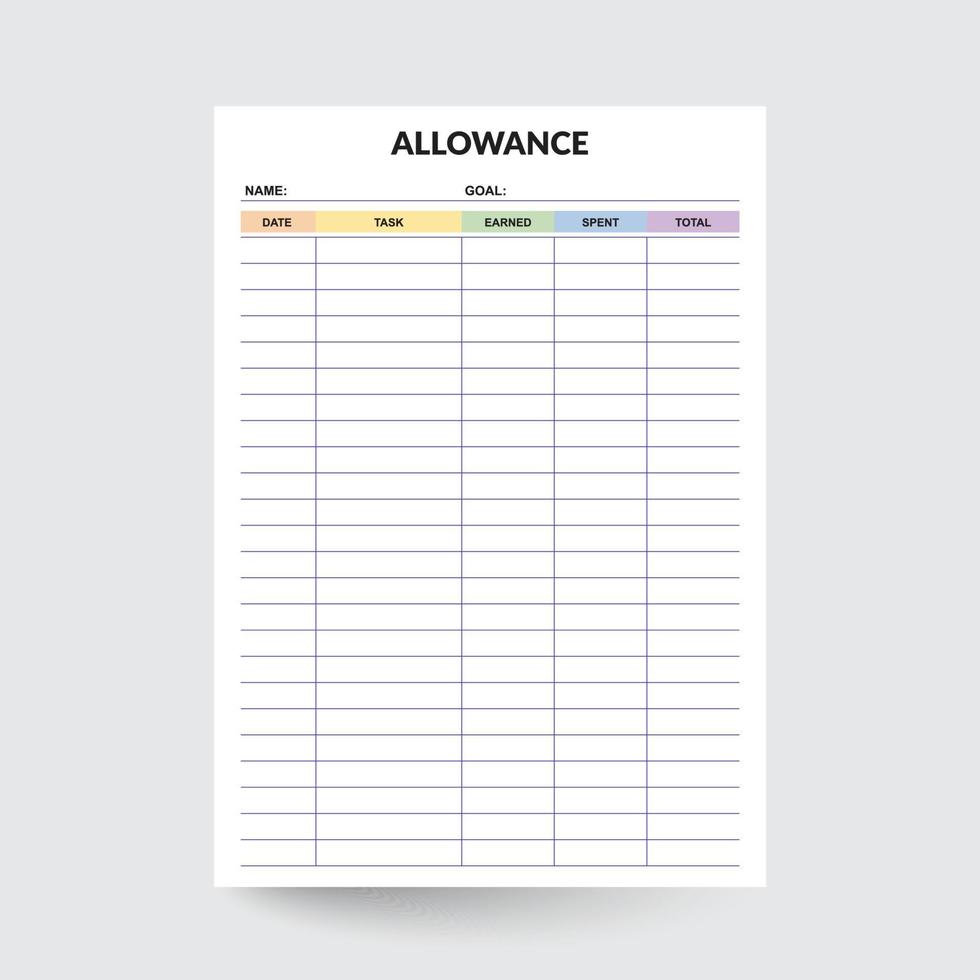 Kid Allowance Tracker,Allowance Chart,Kids Allowance,Allowance Planner ...