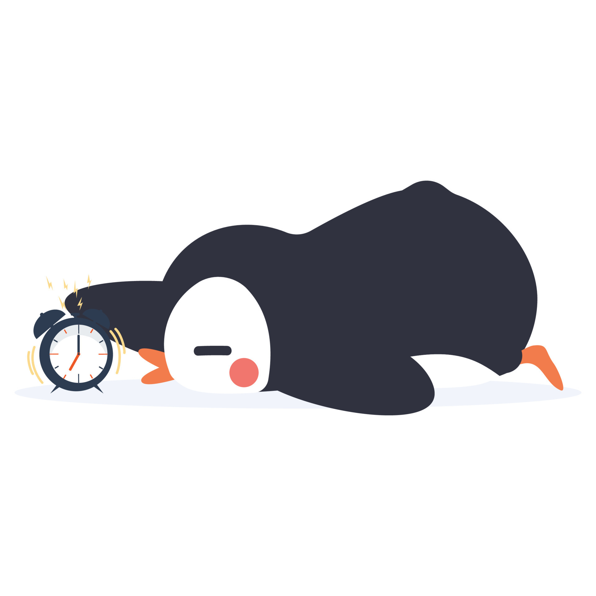 Cute little penguins sleep with alarm clock 22707619 Vector Art at Vecteezy