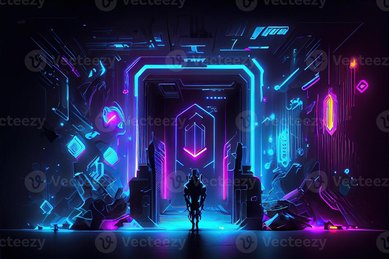 Illustration Of Gaming Background Abstract Cyberpunk Style Of Gamer