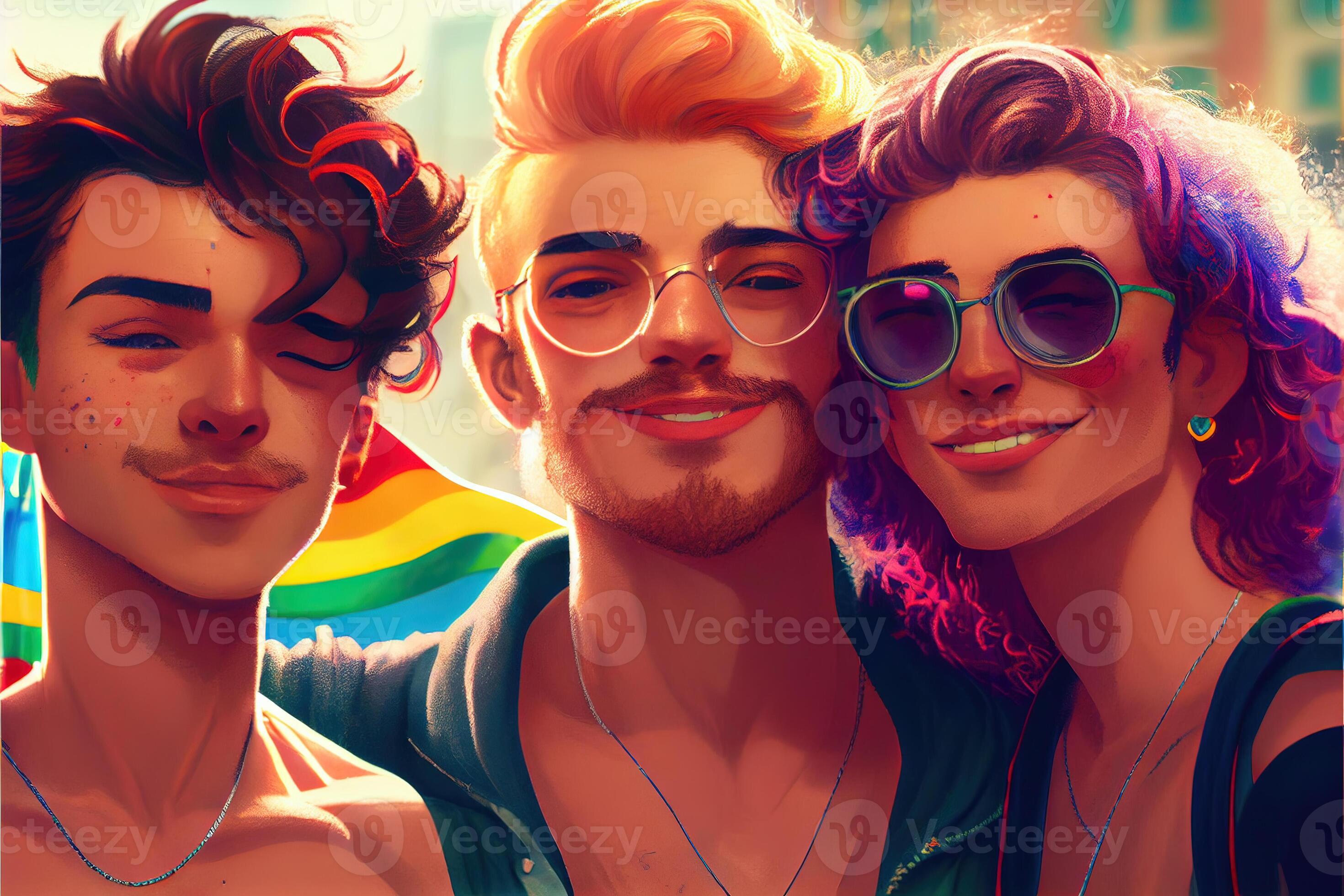 generativo ai ilustración de diversidad joven gay mujer y hombres con ... generativo ai ilustración de diversidad joven gay mujer y hombres con ...