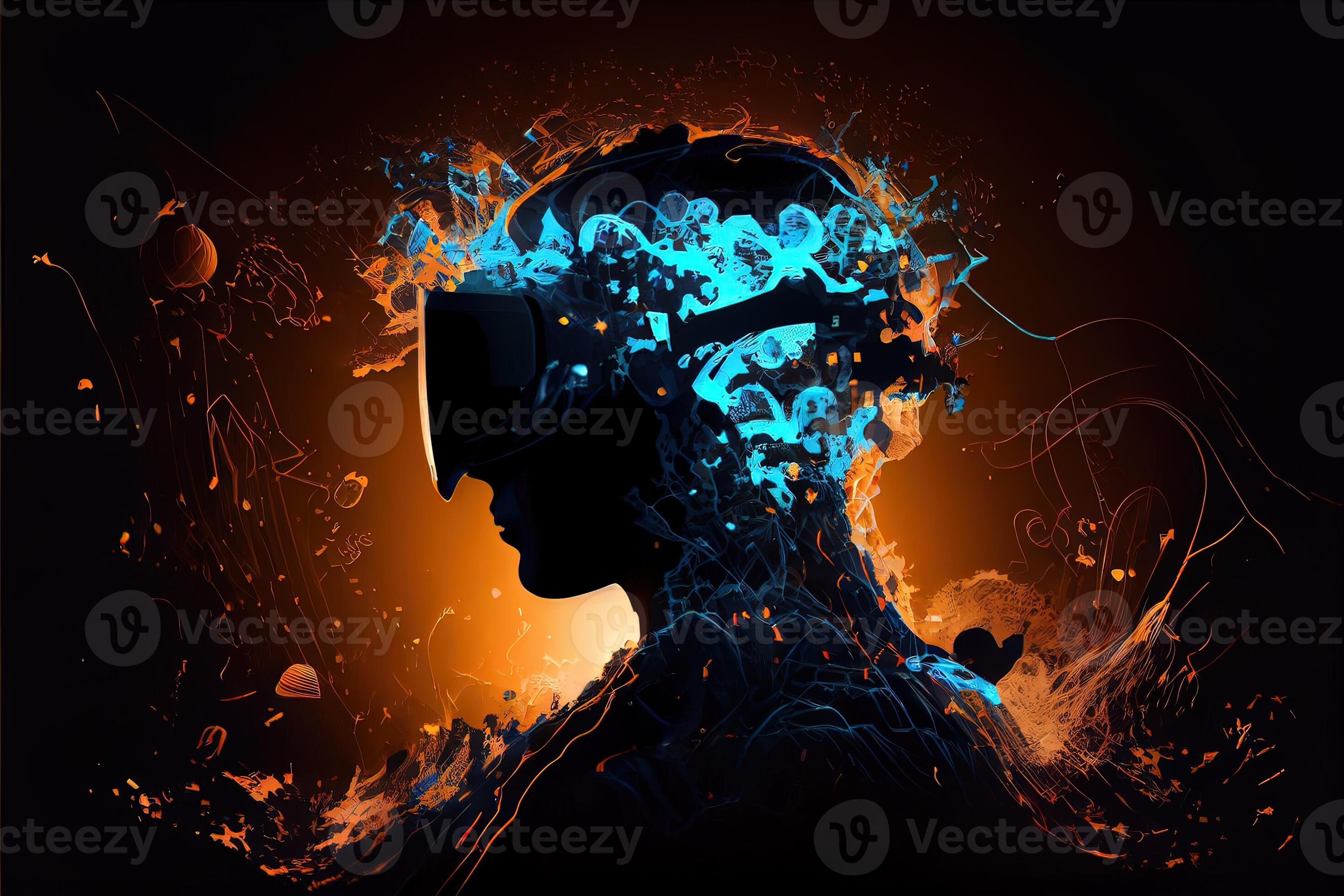 illustration of Metaverse concept and virtual world elements ...