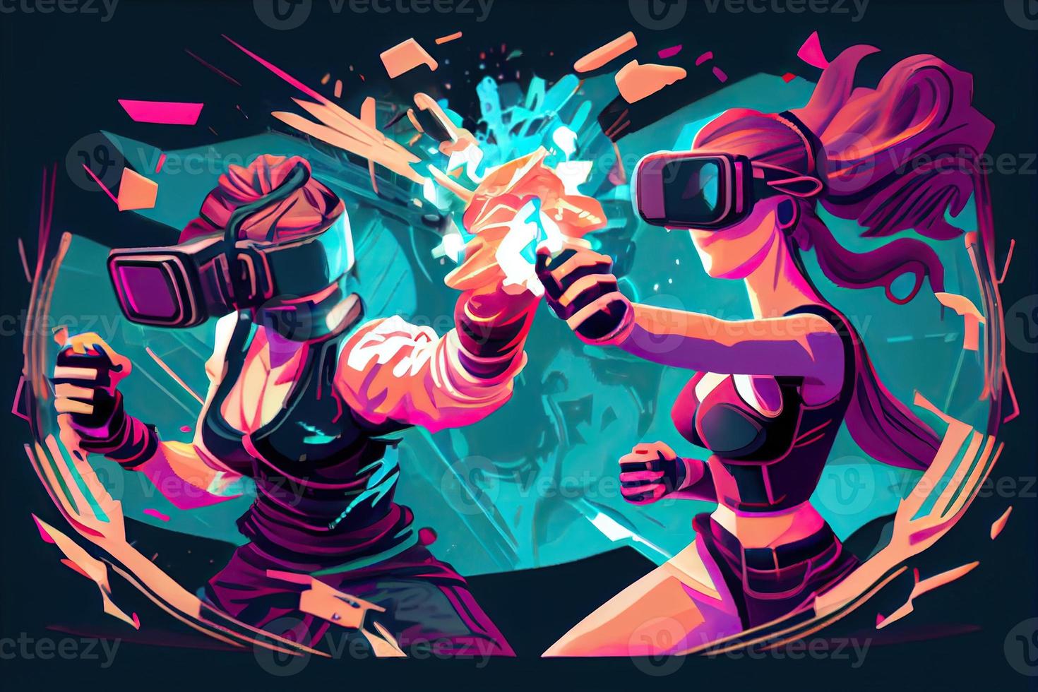 Metaverse Vr Virtual Reality Game Playing Man And Woman Play Metaverse