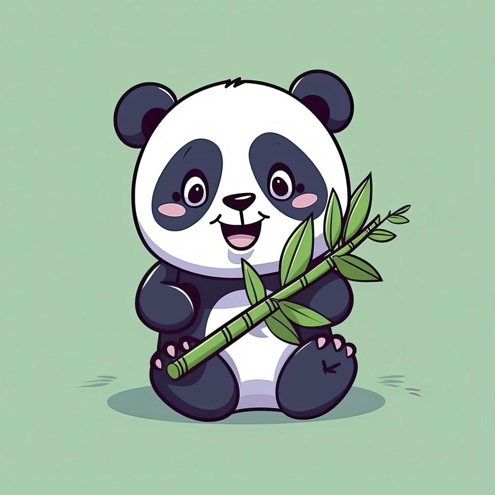 Cute panda with bamboo cartoon icon illustration, generat ai 22711821 ...