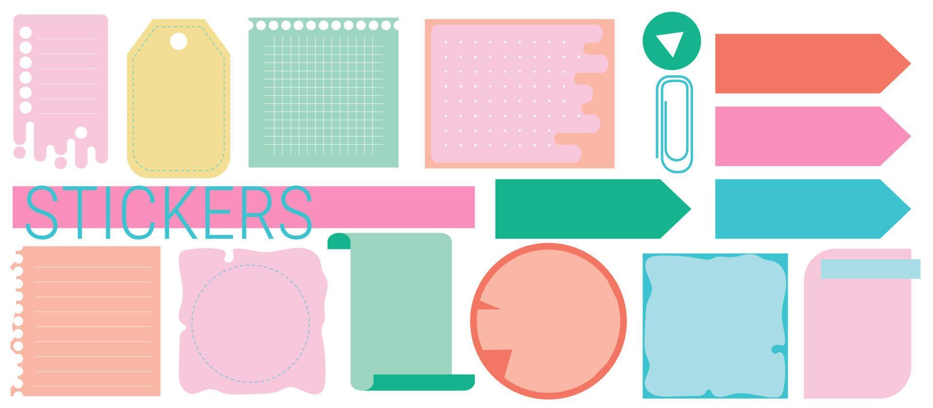 Memo template set. Note paper set vector. Collection of striped notes ...