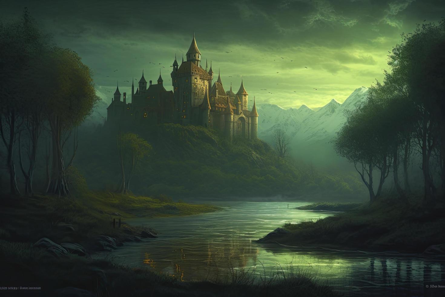 Castle in a swamp with dramatic lighting, Generate Ai 22712004 Stock ... Castle in a swamp with dramatic lighting, Generate Ai 22712004 Stock ...