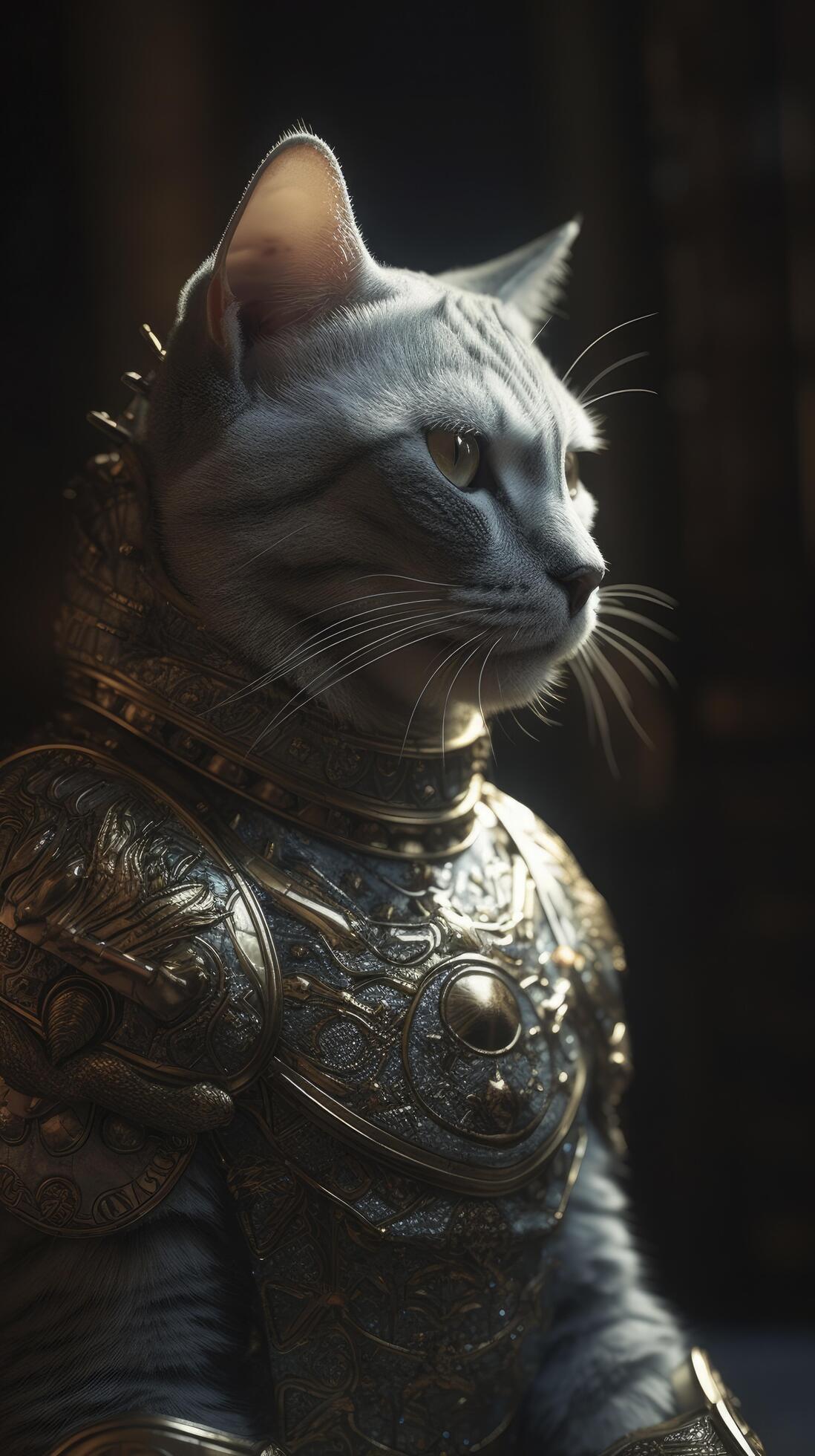kneeling cat knight, Generate Ai 22713060 Stock Photo at Vecteezy