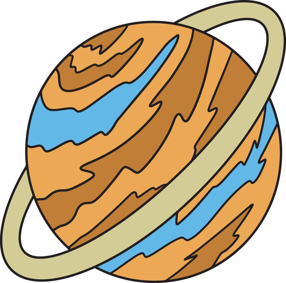 Planeta Saturno Dibujos Animados De Colores Clipart Ilustración
