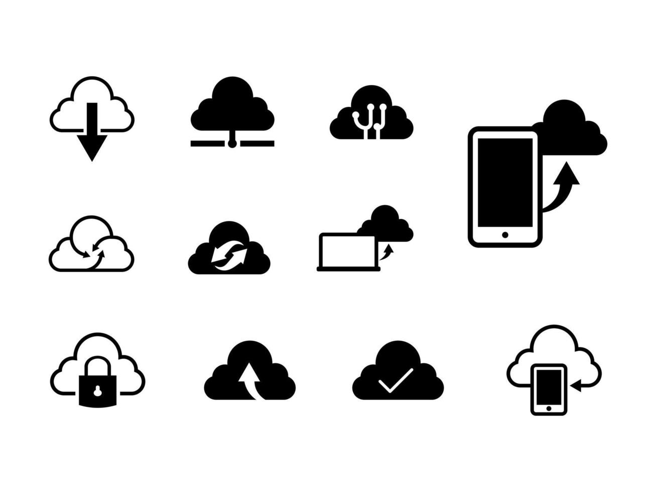 Simple Set of Computer Cloud Related Vector Icons. Contains such Icons as Data Synchronisation ...