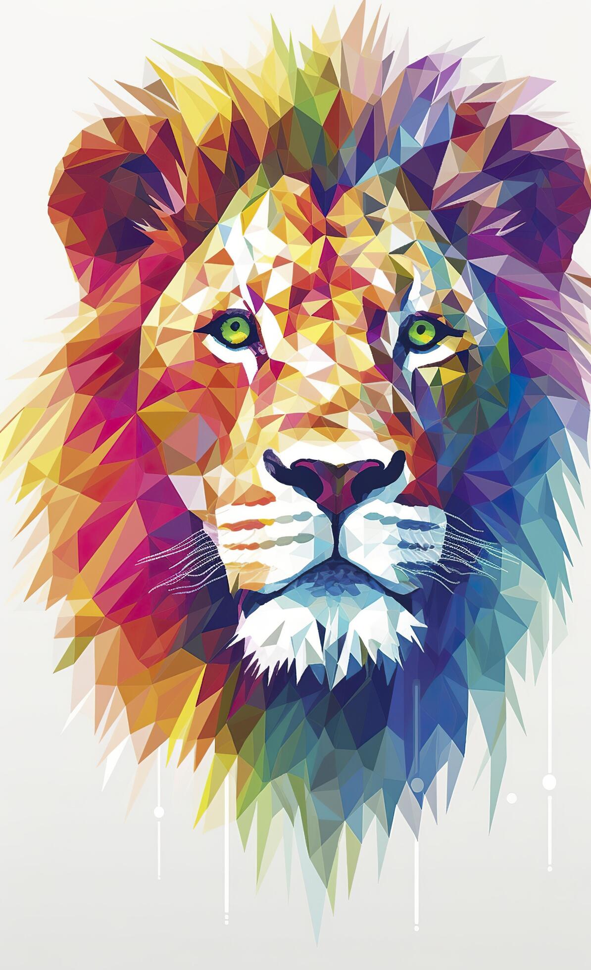 clean rainbow colors geometric lion white background, generat ai ...