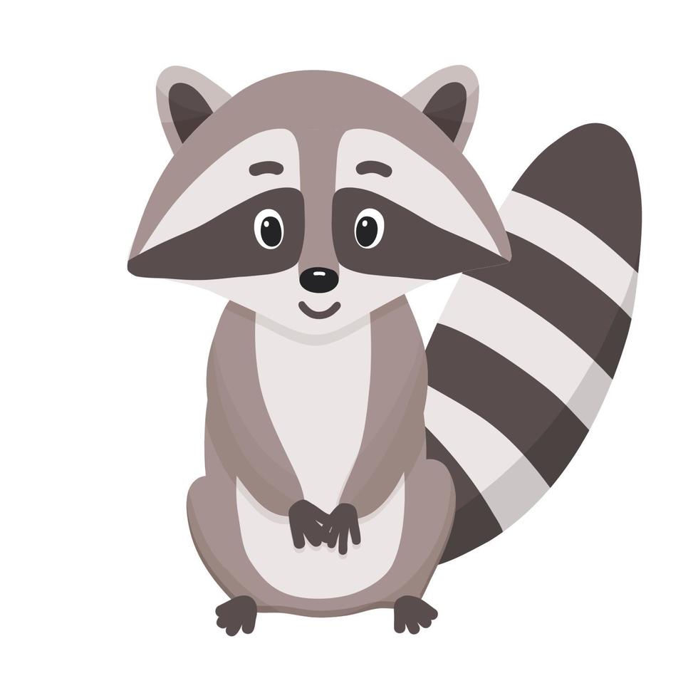 Gracioso Linda Dibujos Animados Mapache Vector Ilustración De Pequeño