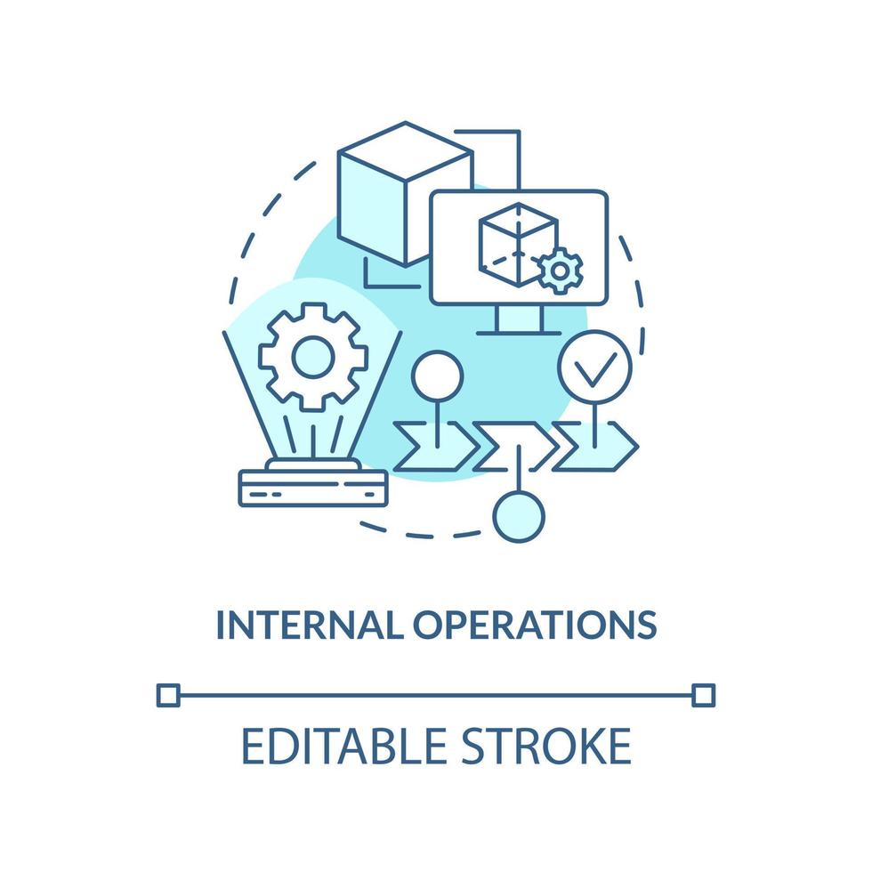 Internal operations turquoise concept icon. Virtual models. Metaverse ...