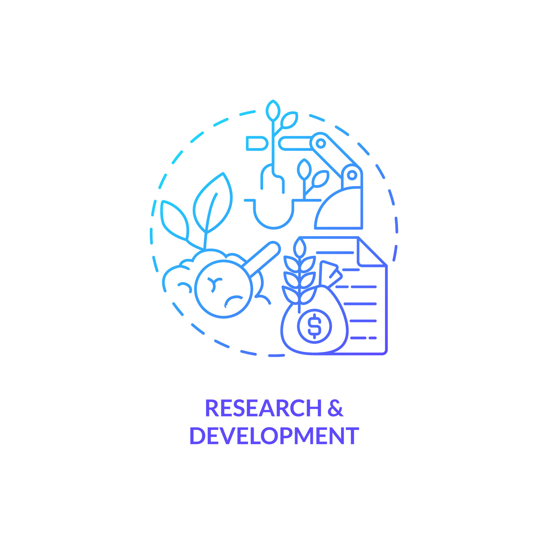 Research and development blue gradient concept icon. Farming industry ...