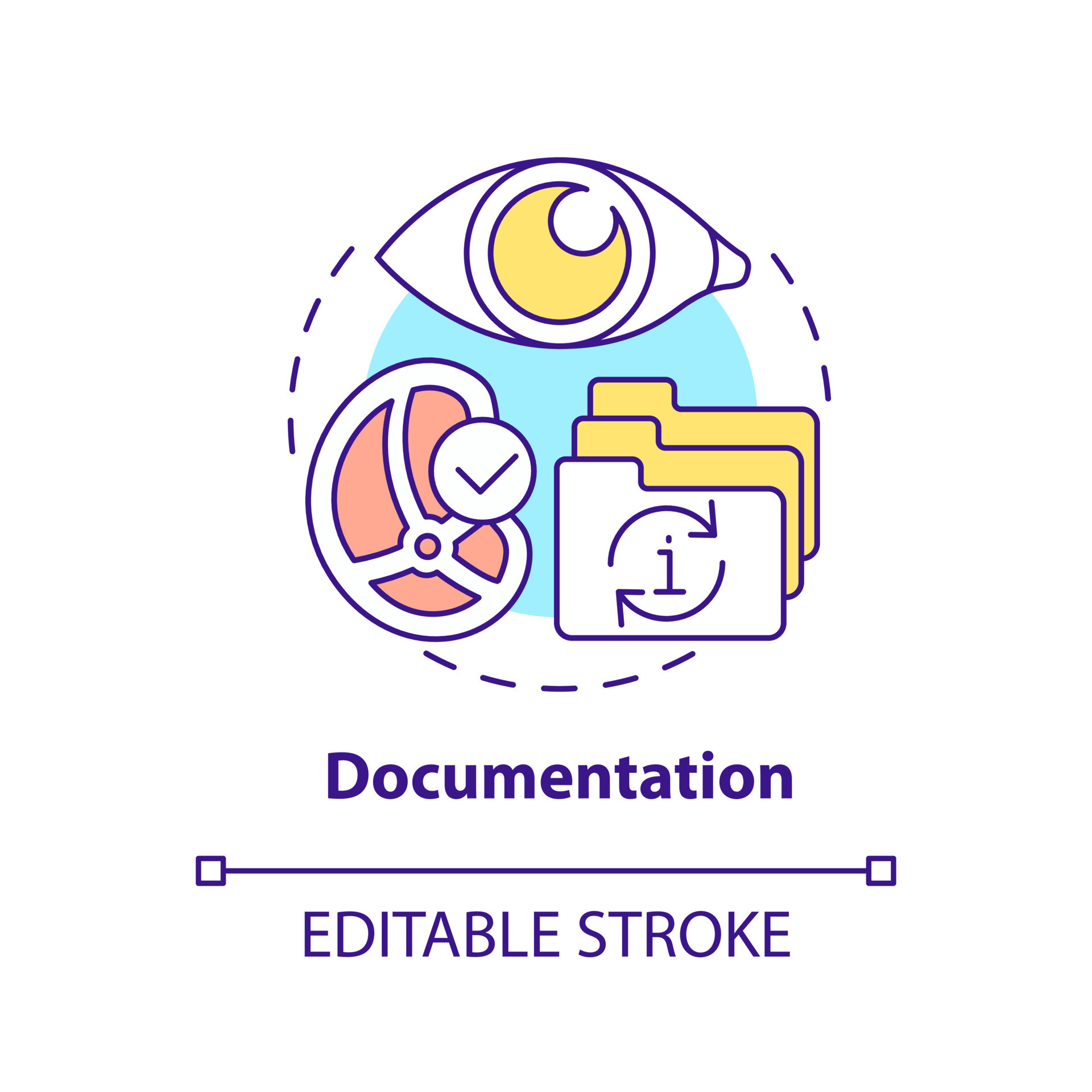 Documentation concept icon. Keep records in order. Planning approach to ... Documentation concept icon. Keep records in order. Planning approach to ...