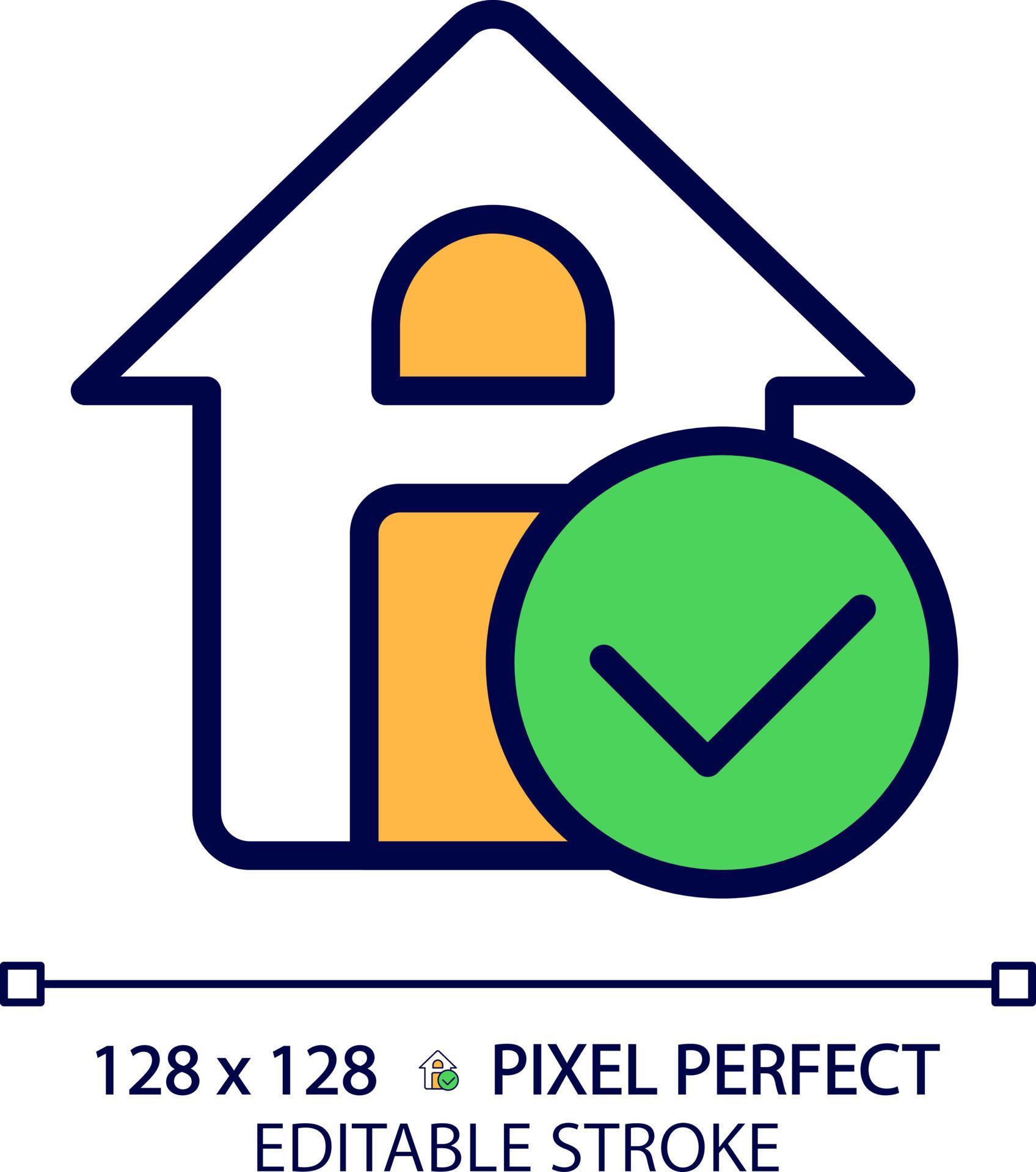 House verification pixel perfect RGB color icon. Safe building with ... House verification pixel perfect RGB color icon. Safe building with ...
