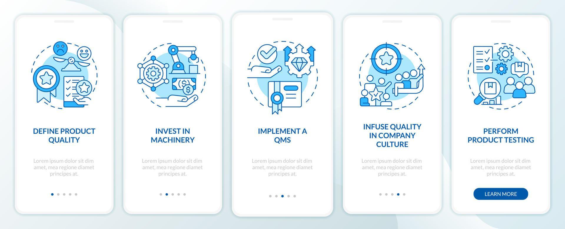 Improving Product Quality Blue Onboarding Mobile App Screen Brand