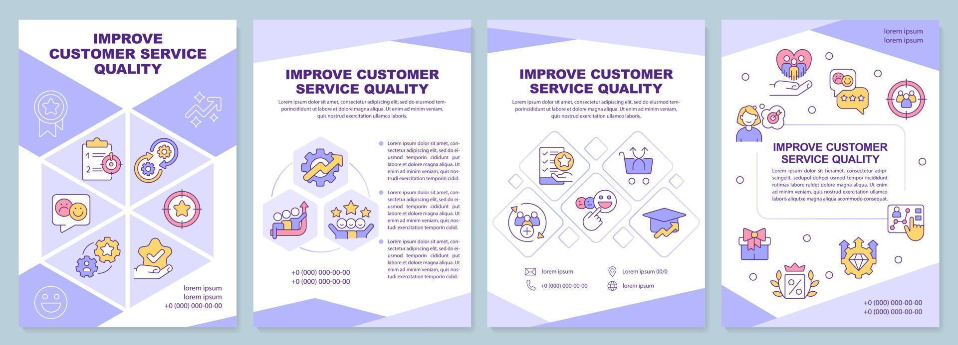 Improve customer service quality purple brochure template. Leaflet ...