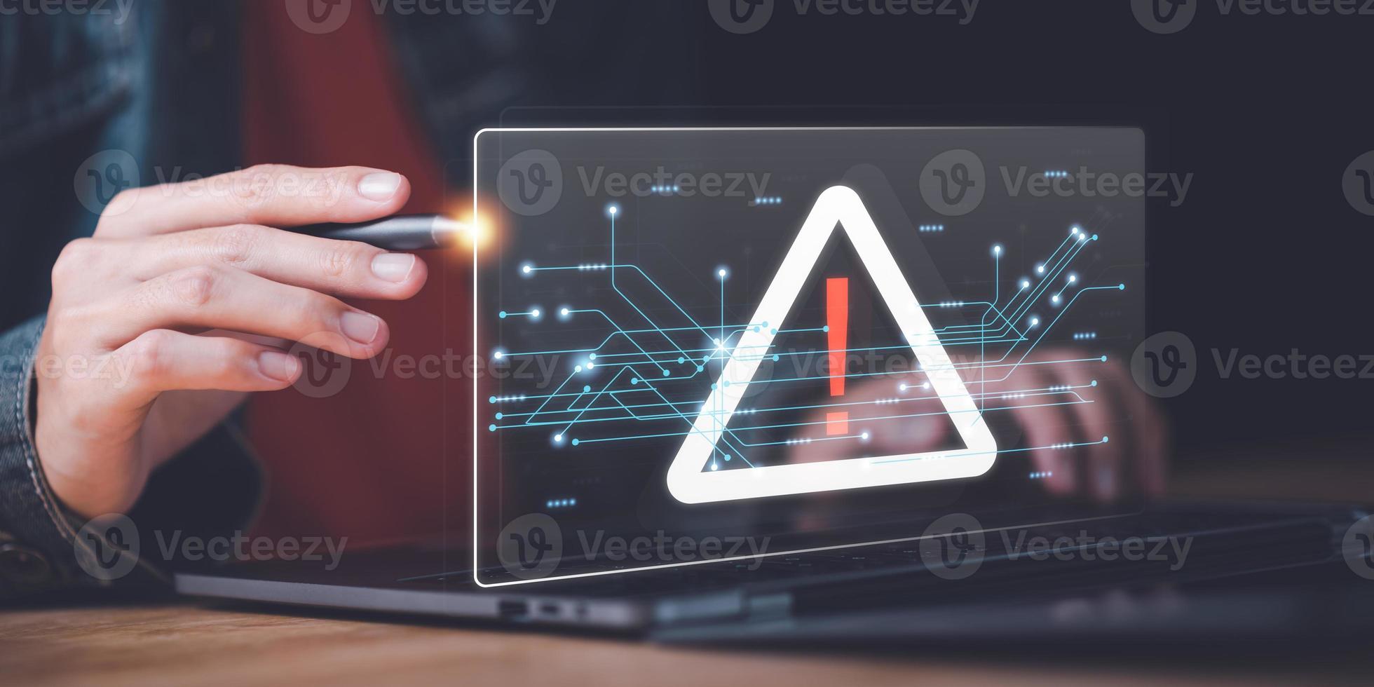 Programmer And Virtual Icons Exclamation Mark Alarmcomputer Virus