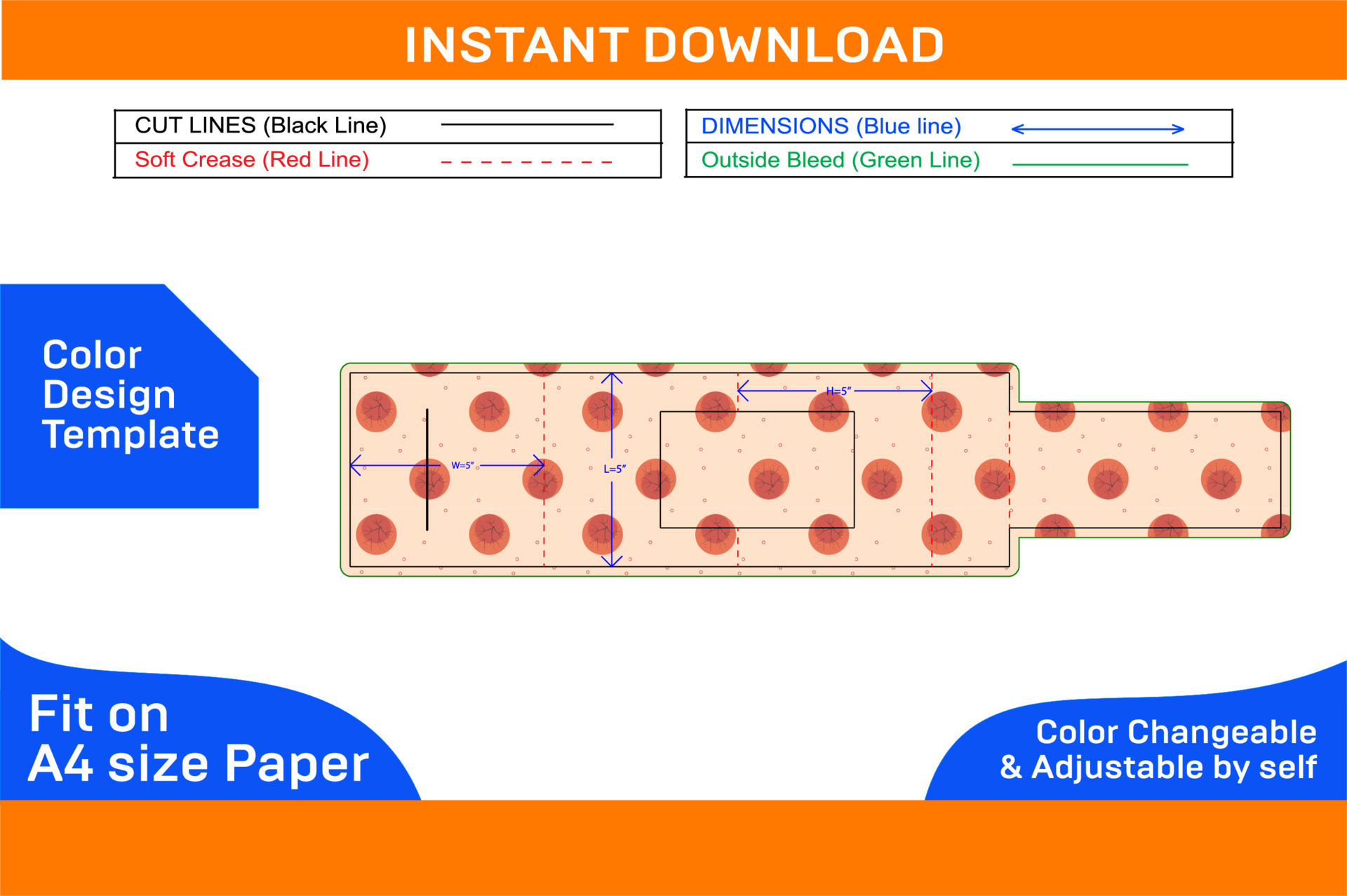 Desk Storage Box Dieline Template And 3d Box Design Esaily Editable And Resizeable Color Design