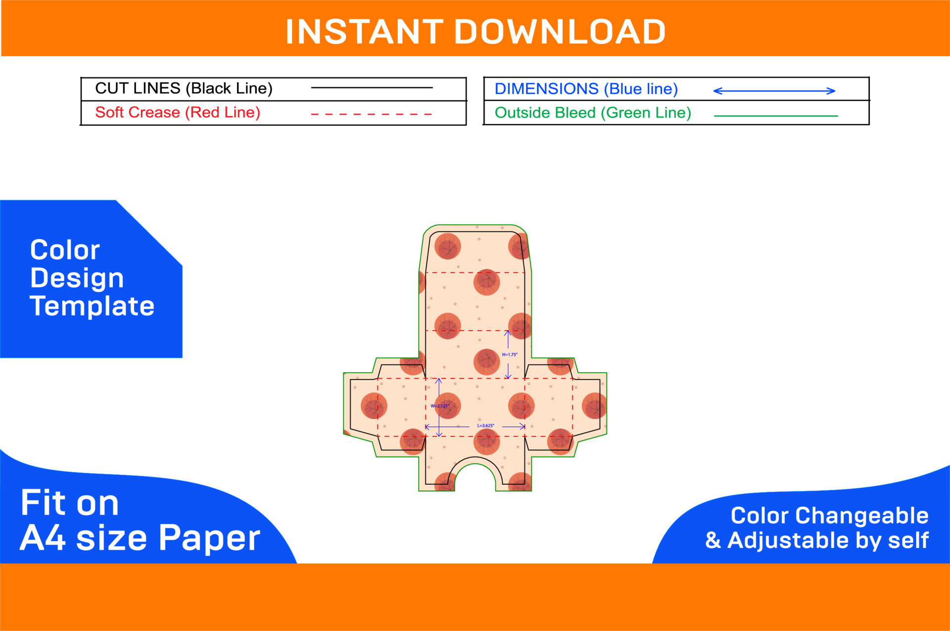 Unique Business Card Box Dieline Template And 3d Render File Resizeable And Editable Color