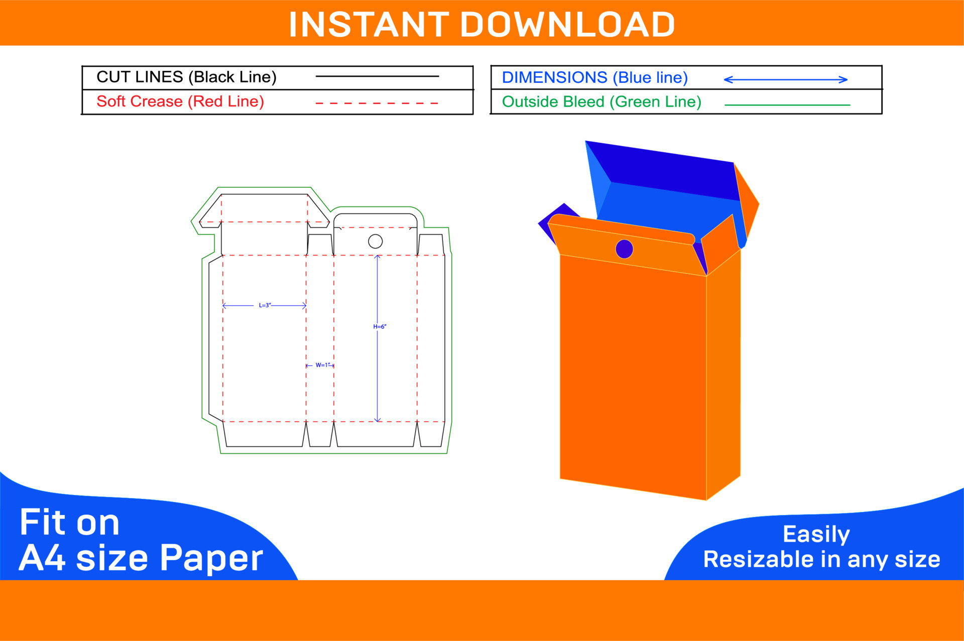 Mints Packaging Box Dieline Template And 3d Render File Easily Editable And Resizeable Box