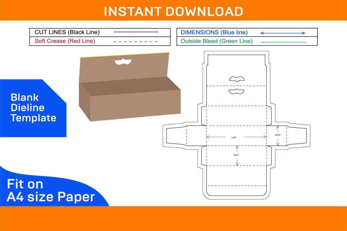 Lip balm box dieline template and 3D box design, easily editable and resizeable Blank dieline ...