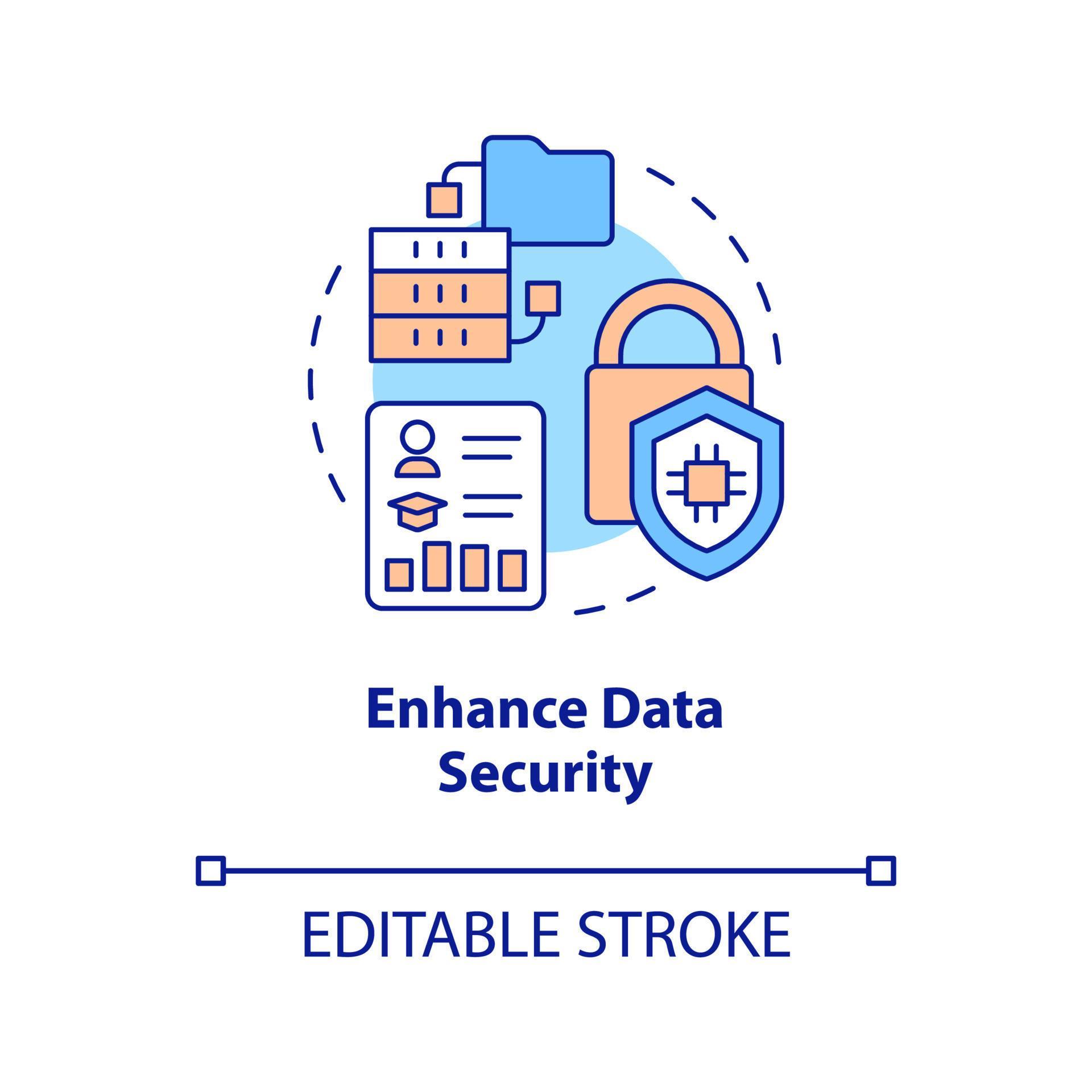 Enhance data security concept icon. Benefit of industry specific ERP ...