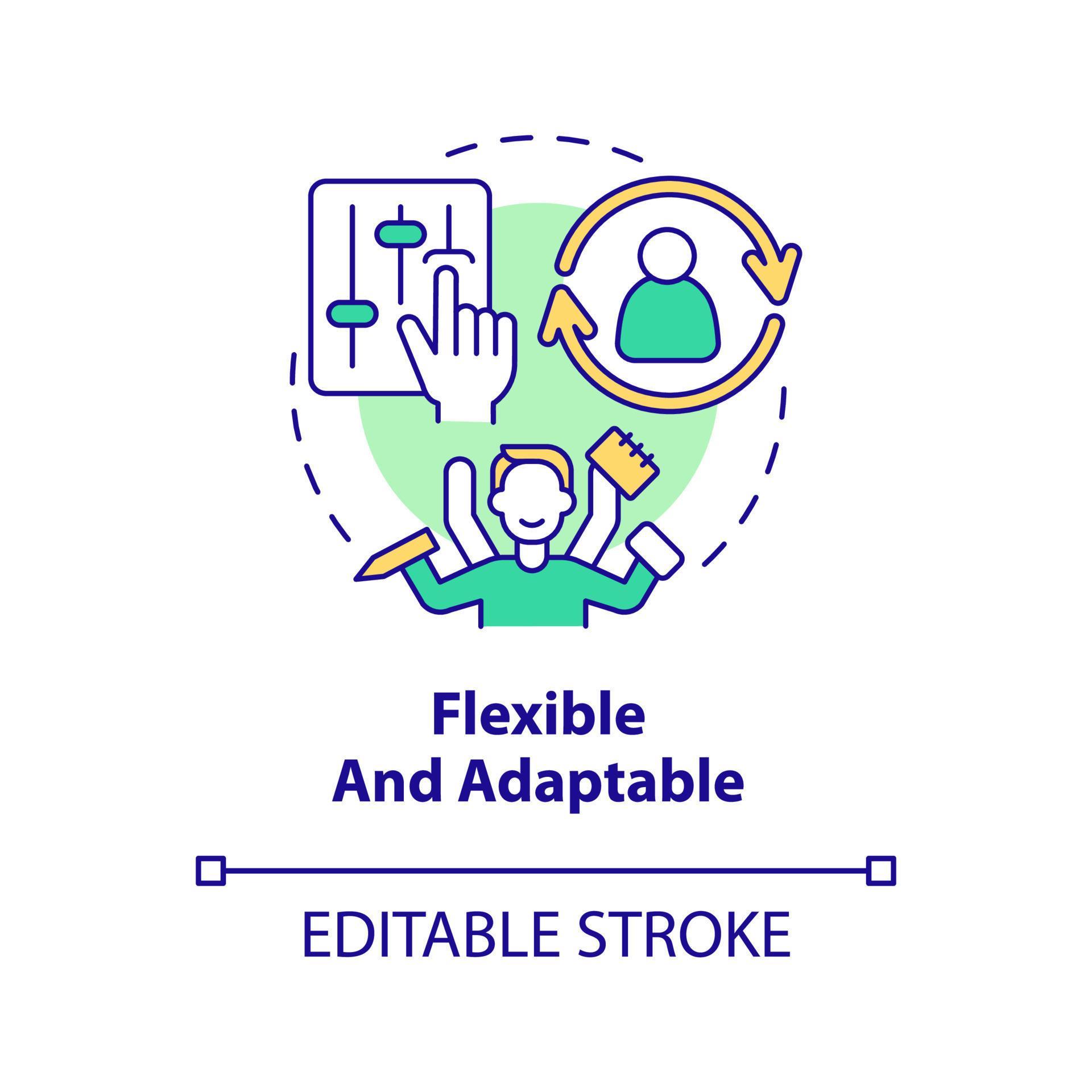 Flexible and adaptable concept icon. Advantage of non formal education ...