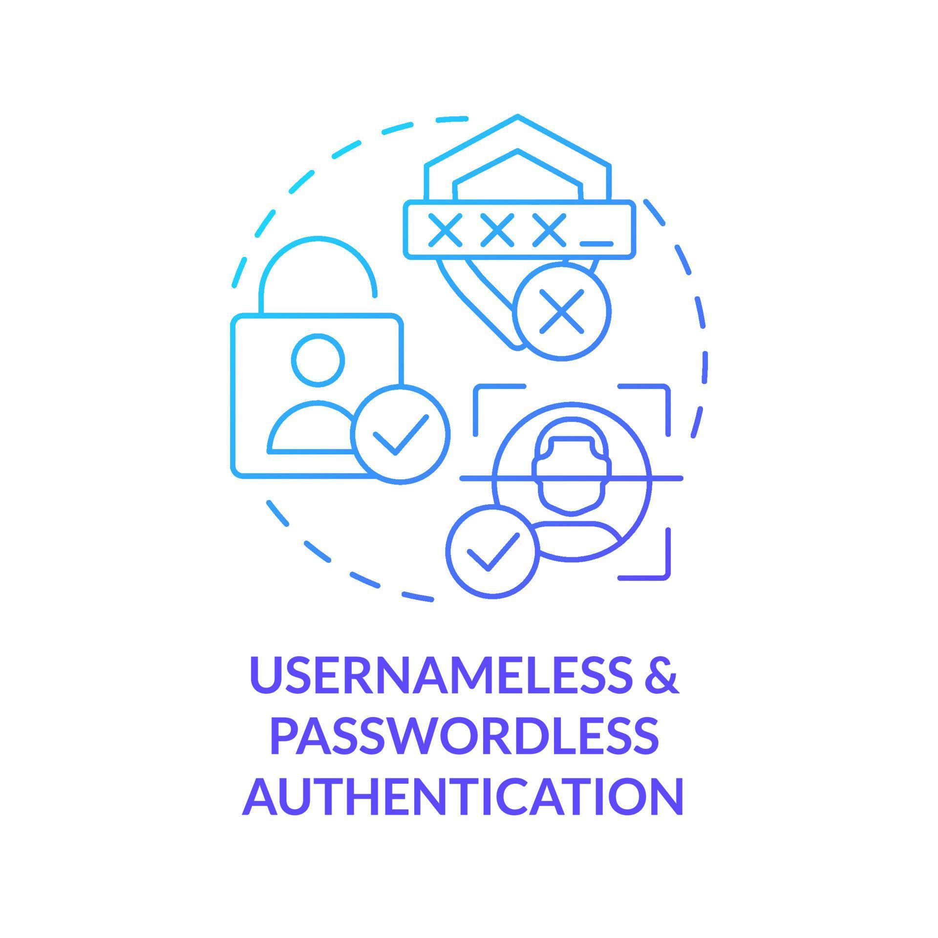 Usernameless And Passwordless Authentication Blue Gradient Concept Icon