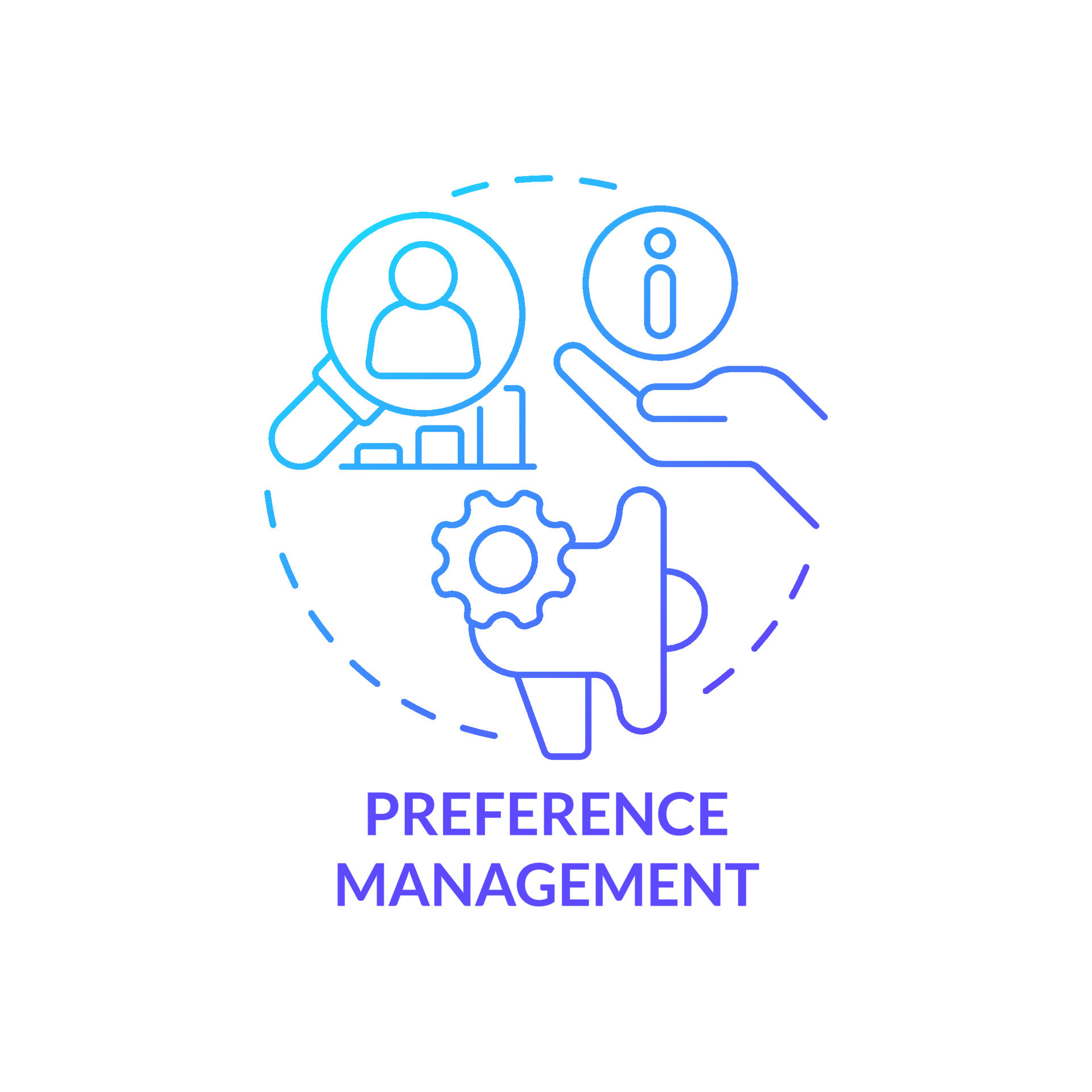Preference Management Blue Gradient Concept Icon Consumer Data Digital Marketing User