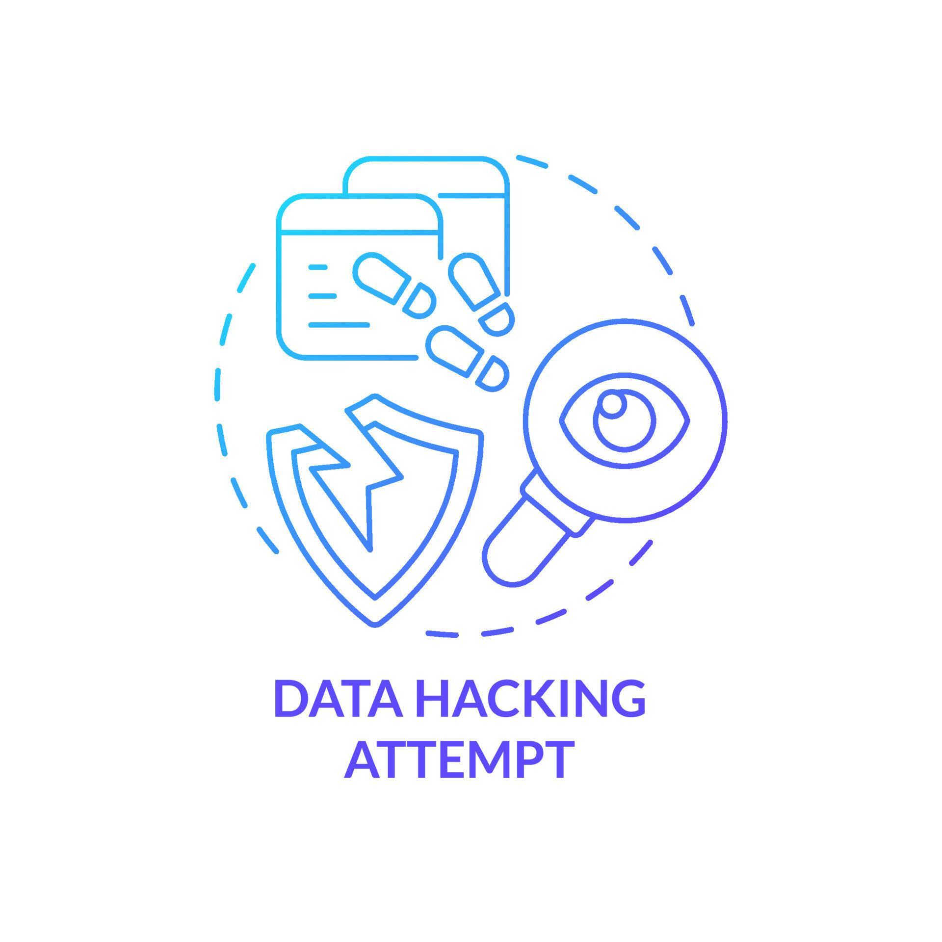 Data Hacking Attempt Blue Gradient Concept Icon Information Breach Identify Cyberattacks