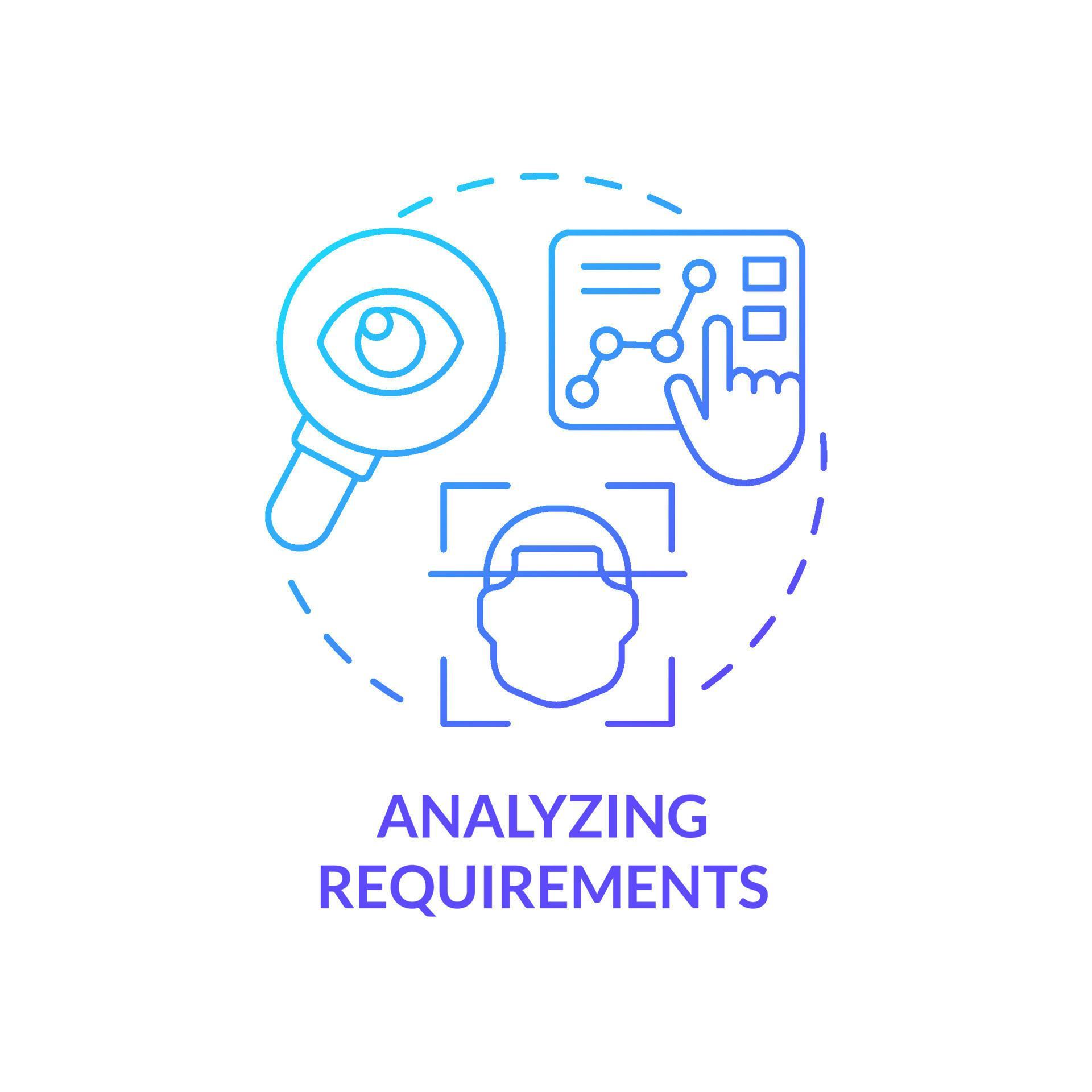 Analyzing requirements blue gradient concept icon. Choose right ...