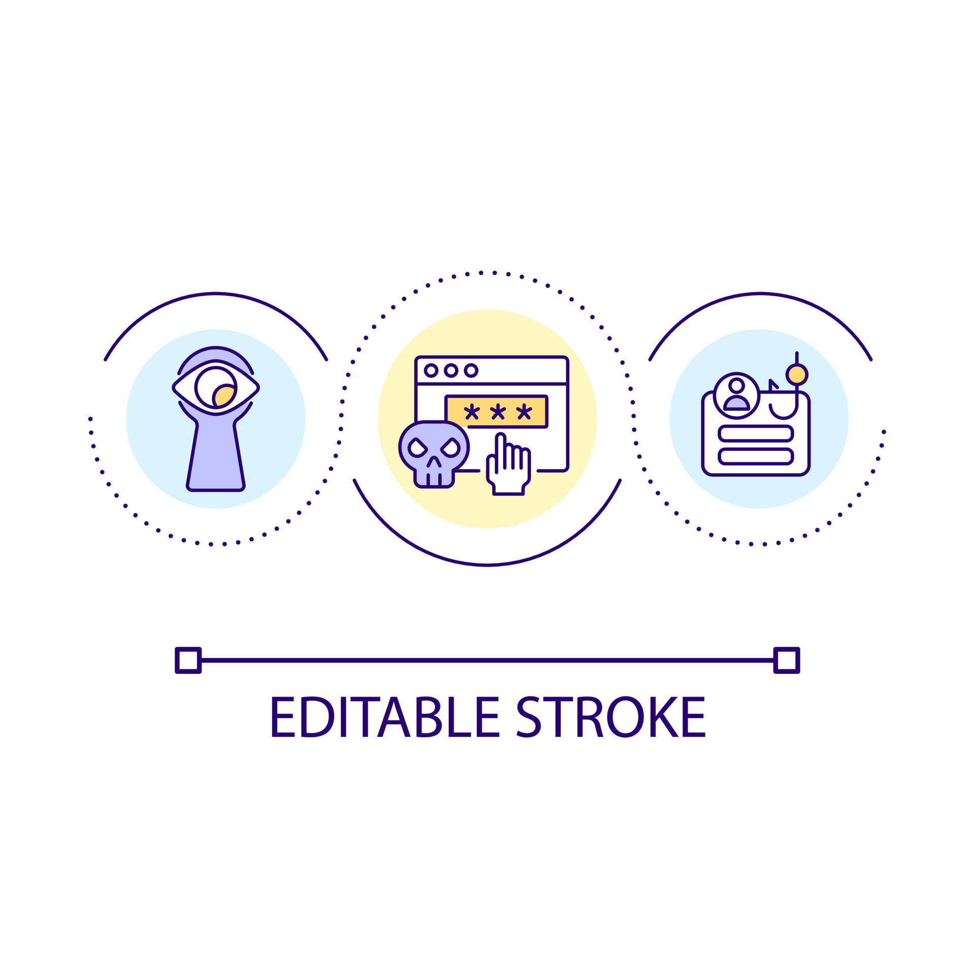 Hacking attack loop concept icon. Steal sensitive information. Cybercrime. Malware method ...
