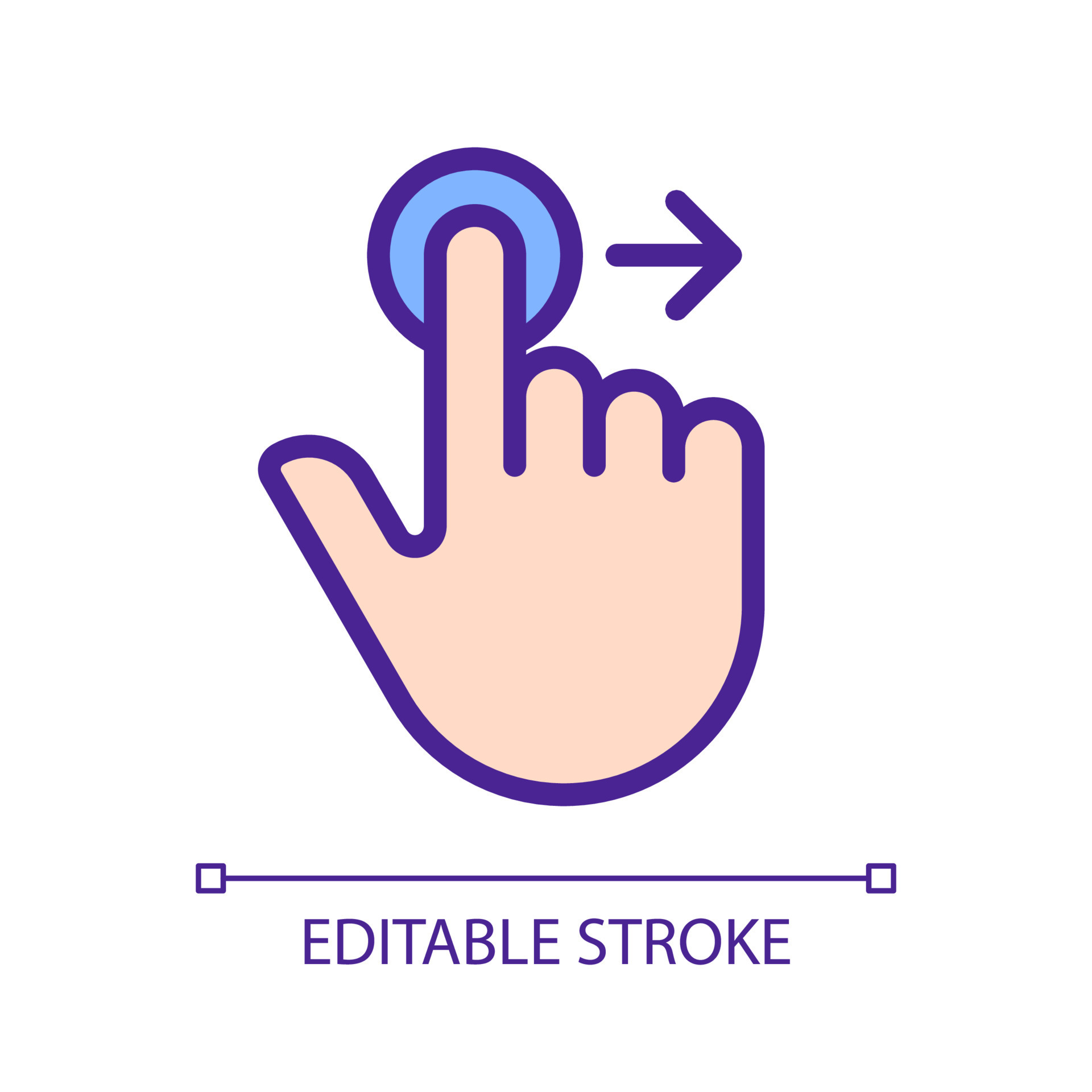 Move To Right Pixel Perfect Rgb Color Icon Smartphone Interaction Touchscreen Control Swipe