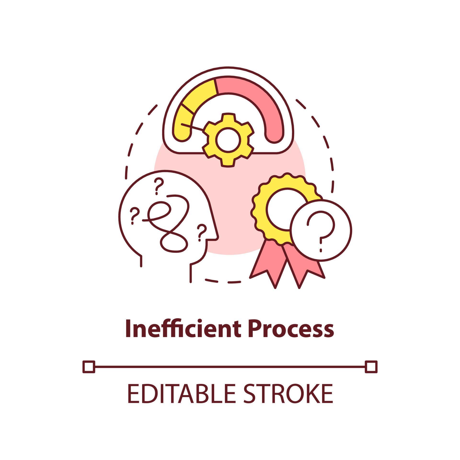 Inefficient process concept icon. Unproductive management. Disadvantage of case study abstract ...