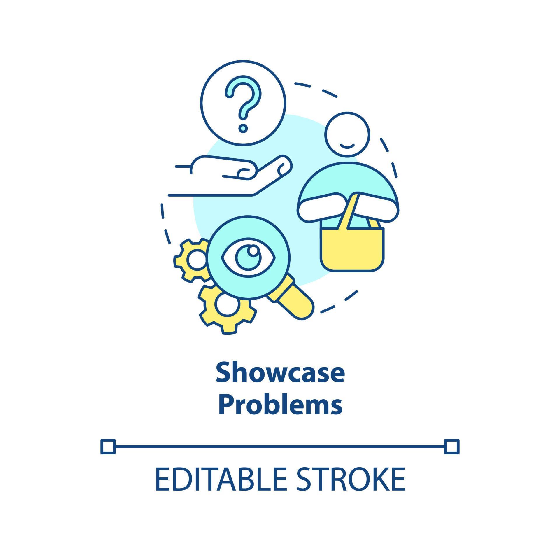 Showcase problems concept icon. Ability to solve tasks. Element of case ...