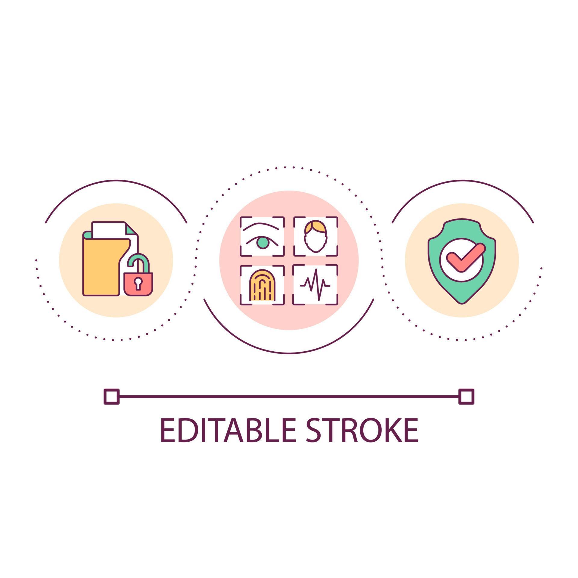 Advantages Of Biometric Identification Loop Concept Icon Secured Access To Data Privacy Safety