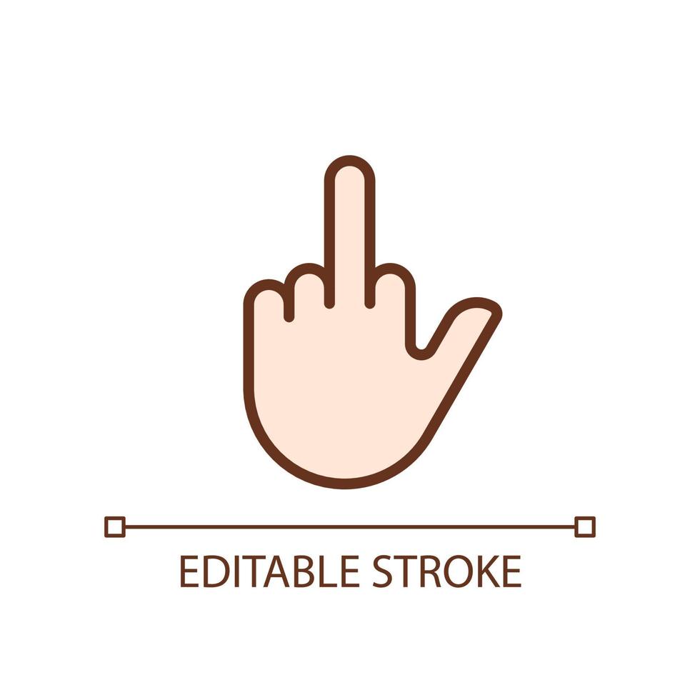 Middle Finger Pixel Perfect Rgb Color Icon Obscene Hand Gesture Offensive Non Verbal Message