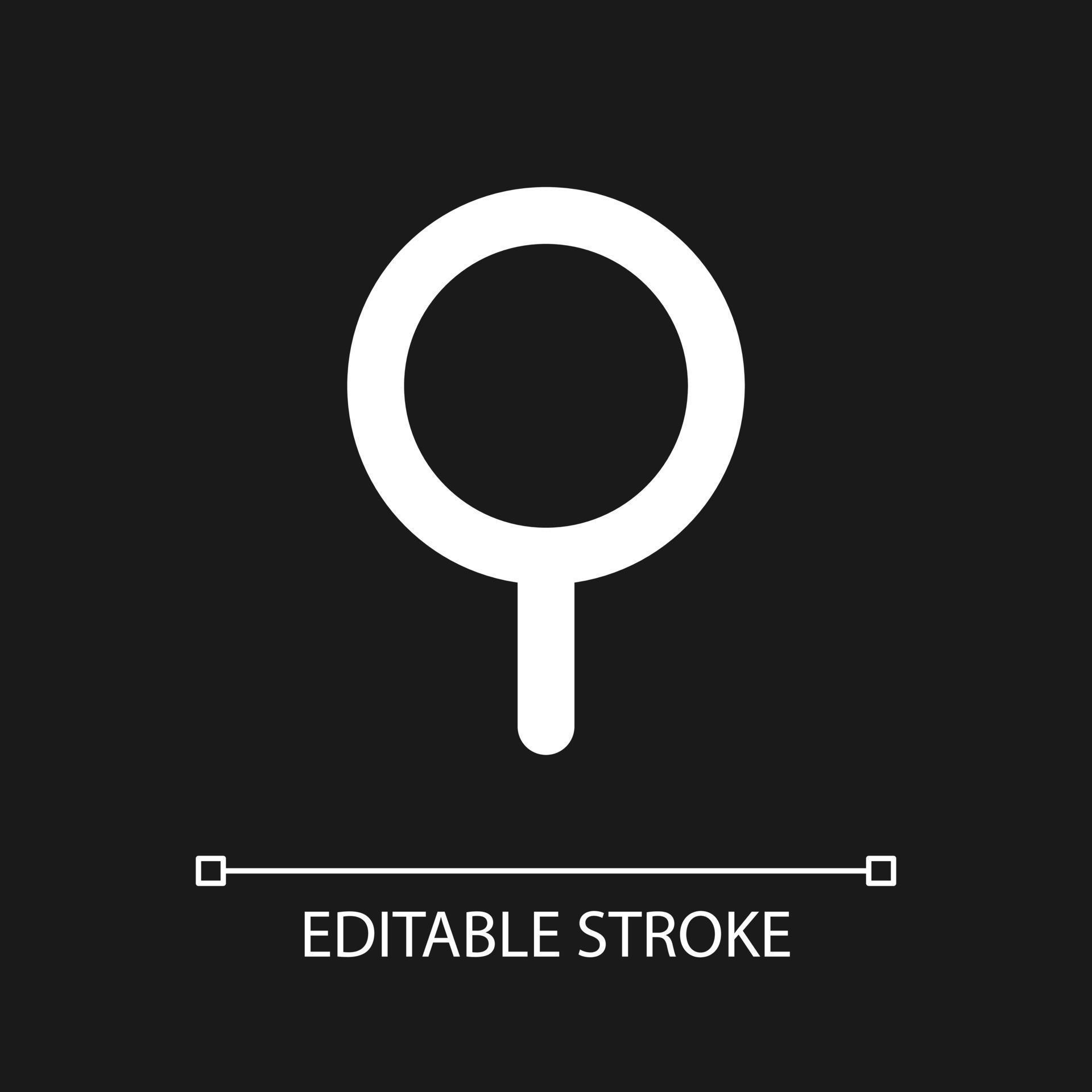 Round pushpin pixel perfect white linear ui icon for dark theme. Identifying location on map ...