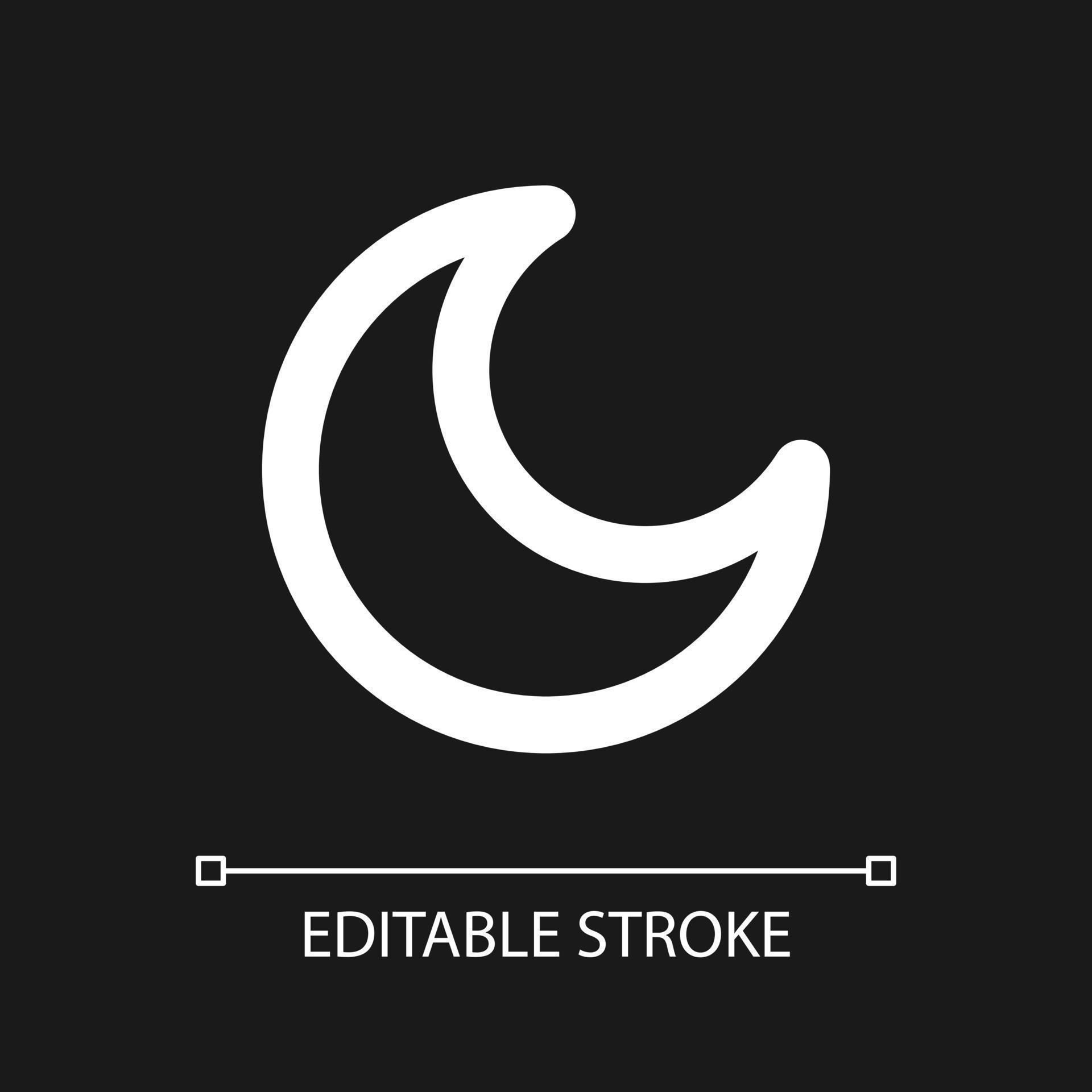 Night mode pixel perfect white linear ui icon for dark theme. Nighttime theme. Screen darkness ...