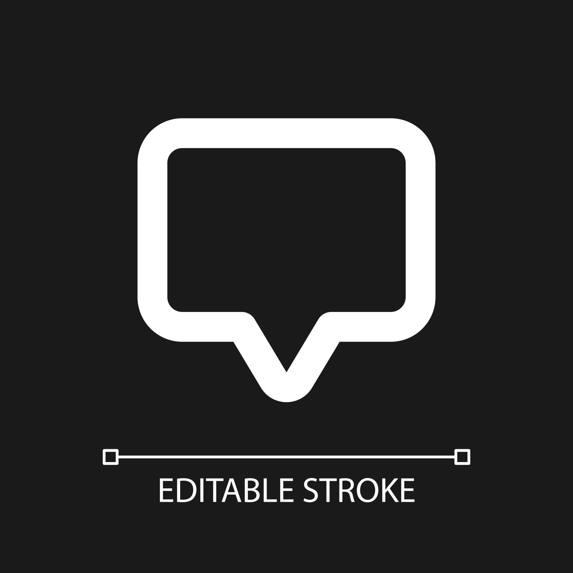 Leave note pixel perfect white linear ui icon for dark theme. Social media notification. Message ...